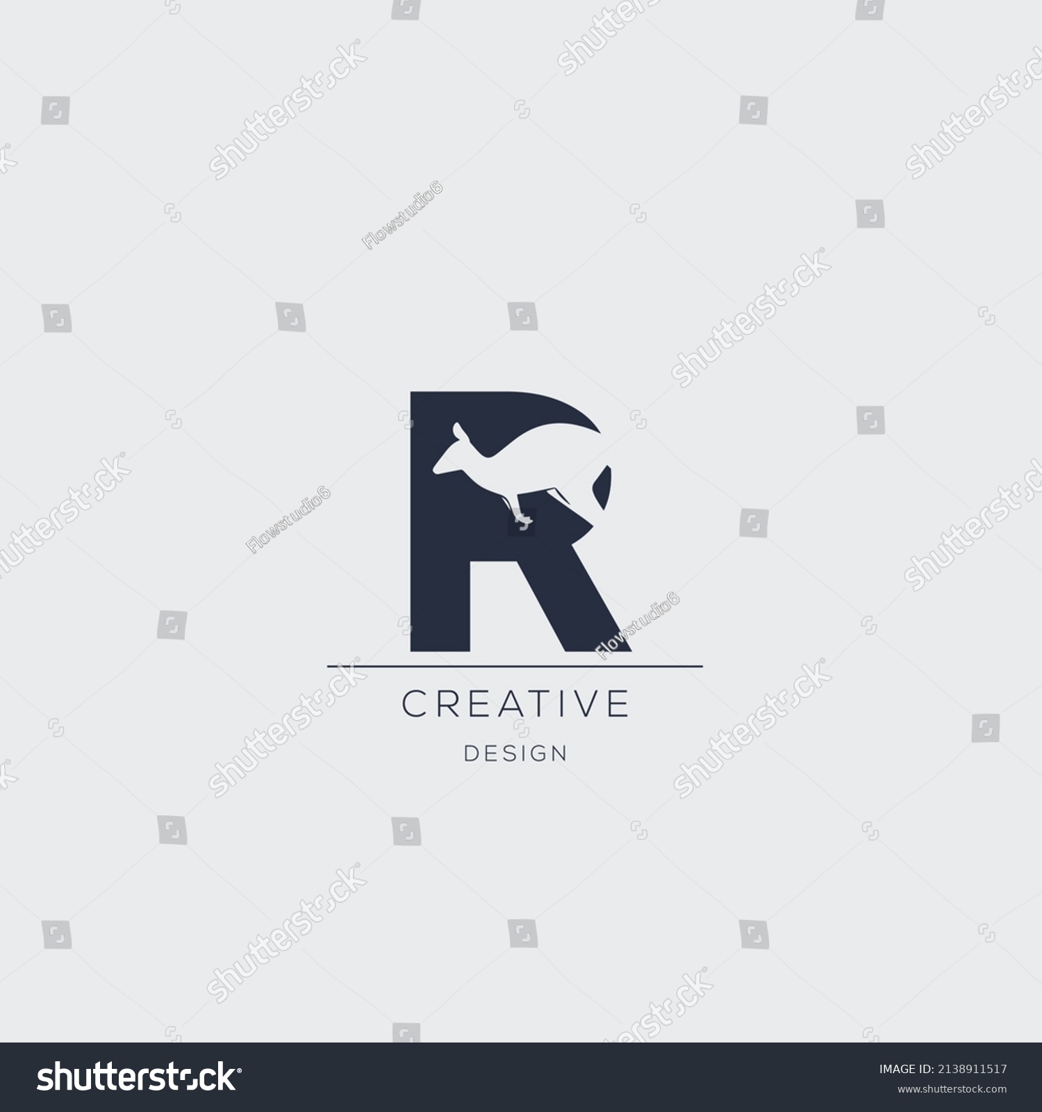 Initial Letter R Negative Space Logo Stock Vector (Royalty Free ...