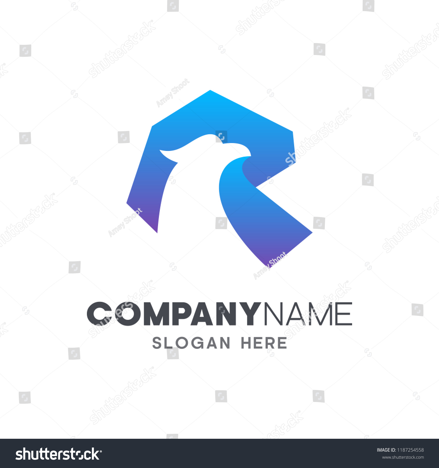 Initial Letter R Eagle Head Logo Stock Vector (Royalty Free) 1187254558