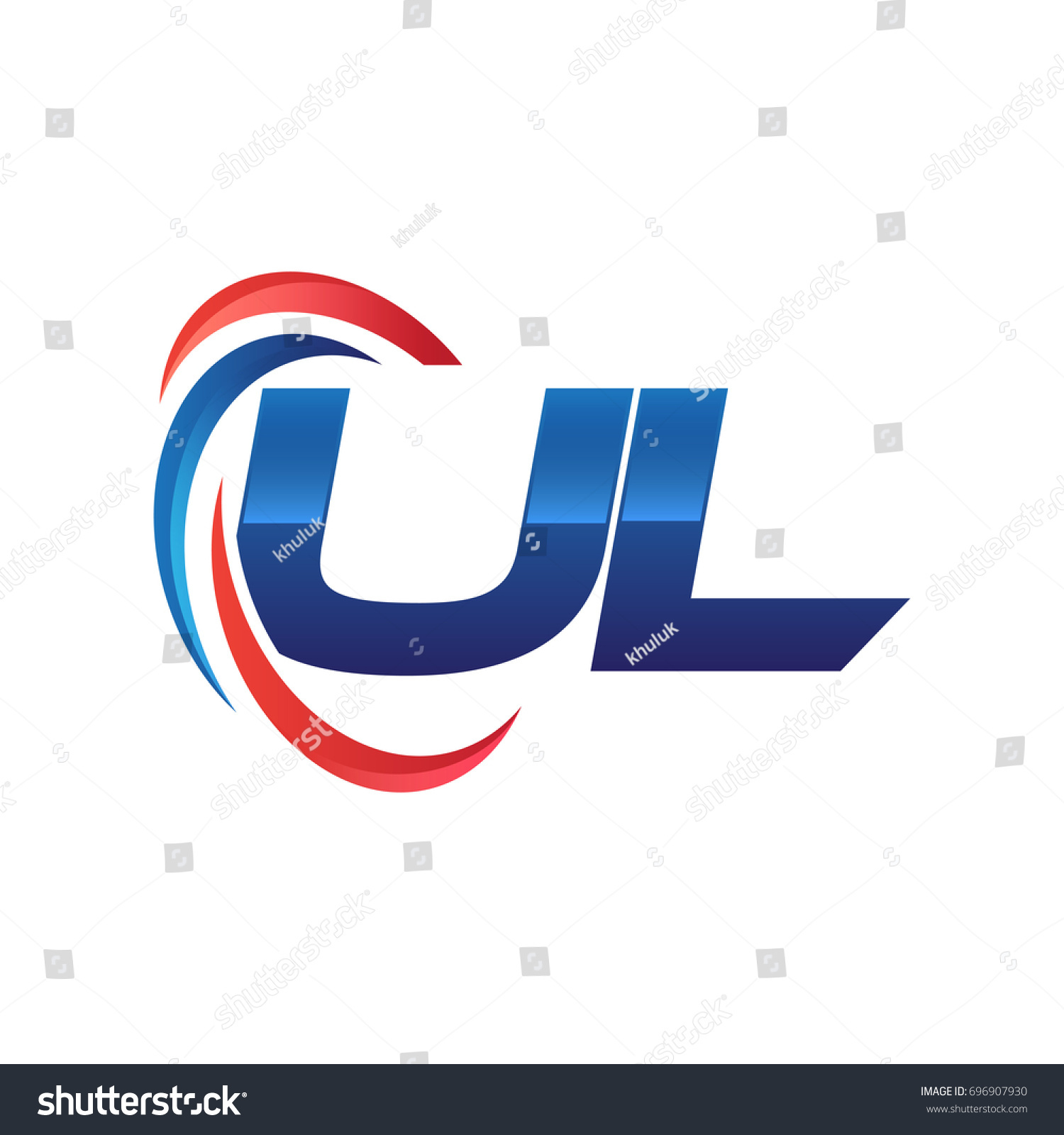 Initial Letter Ul Logo Swoosh Red Stock Vector (Royalty Free) 696907930