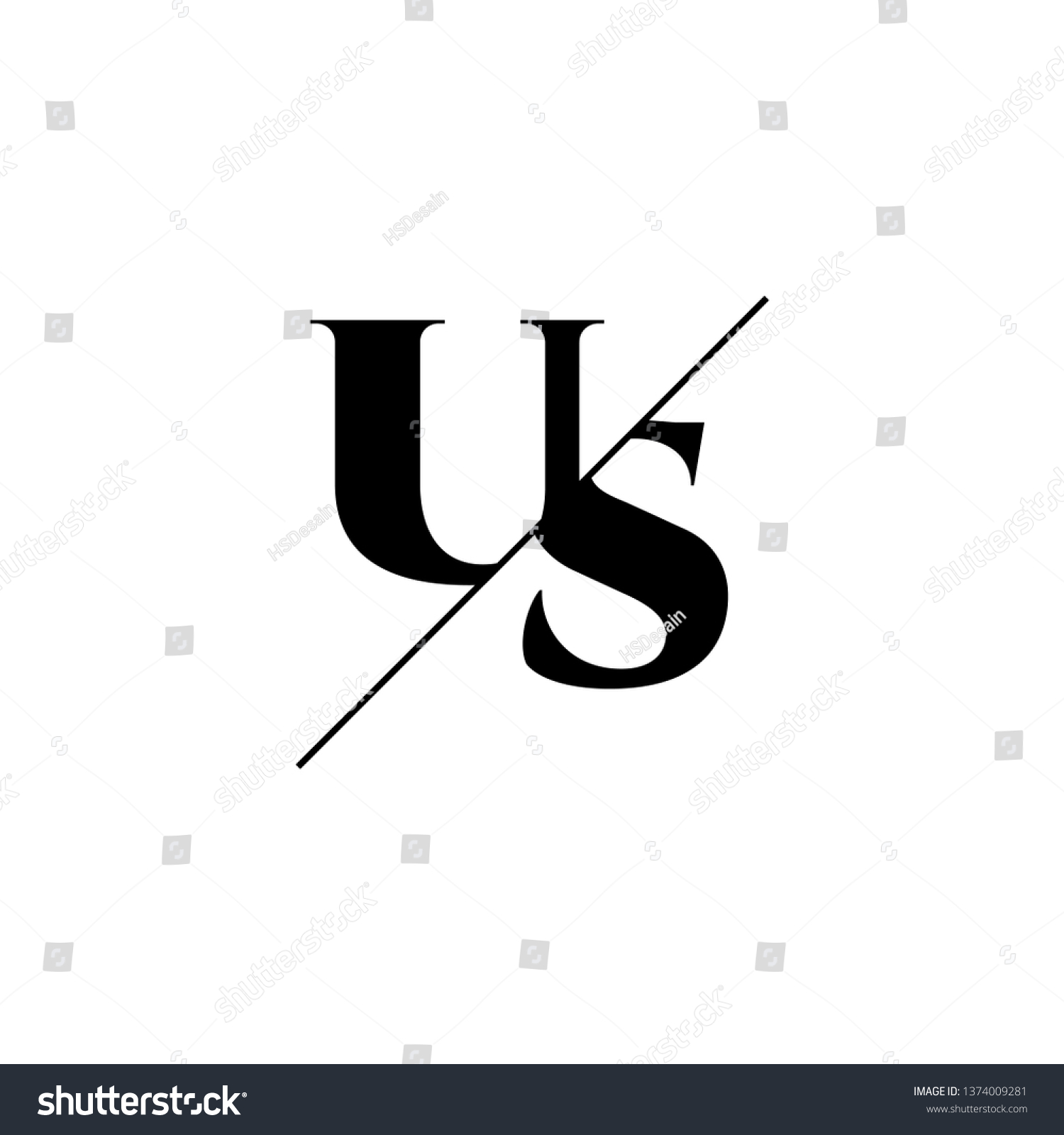 Initial Letter Us Monogram Sliced Logo Stock Vector (Royalty Free ...