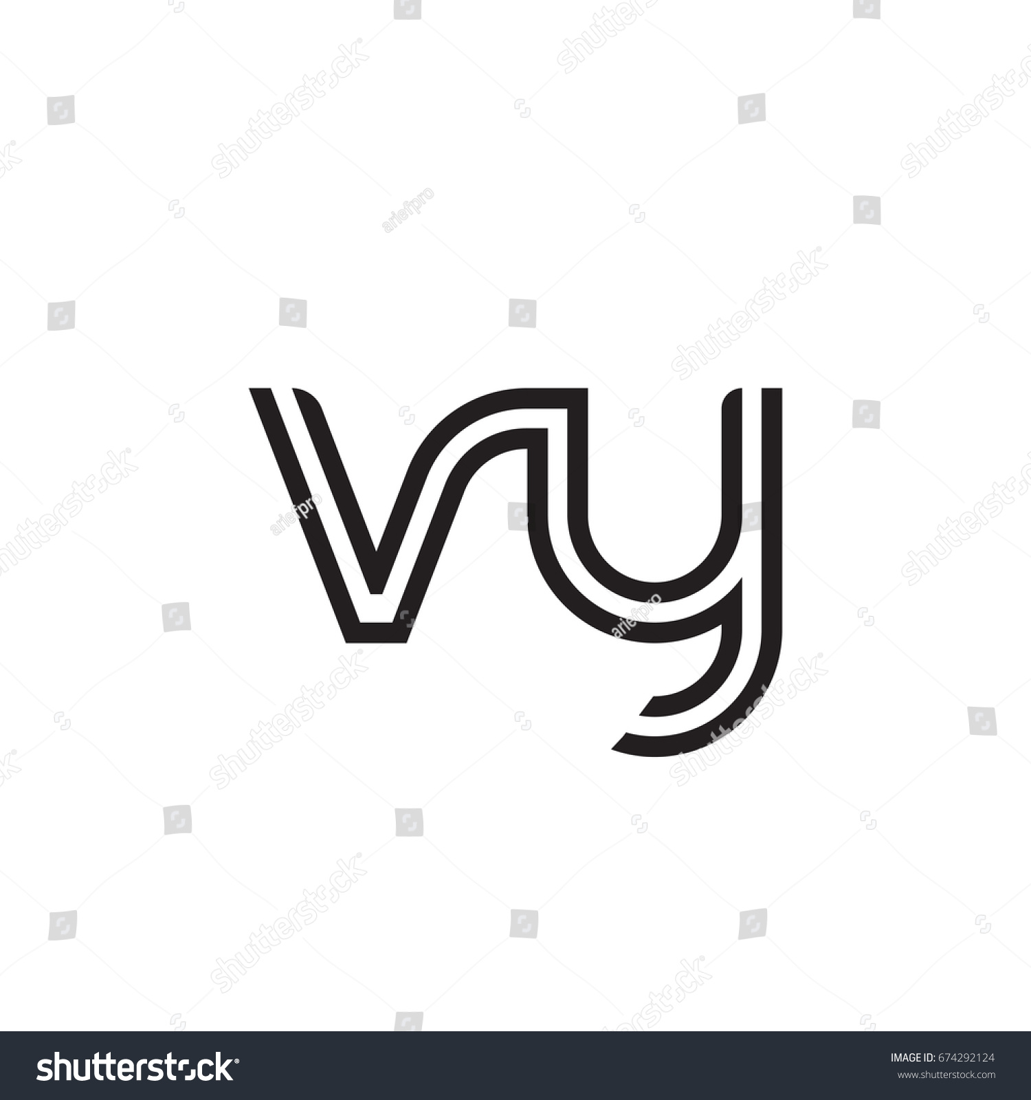 Initial Letter Vy Linked Outline Rounded Stock Vector (Royalty Free ...