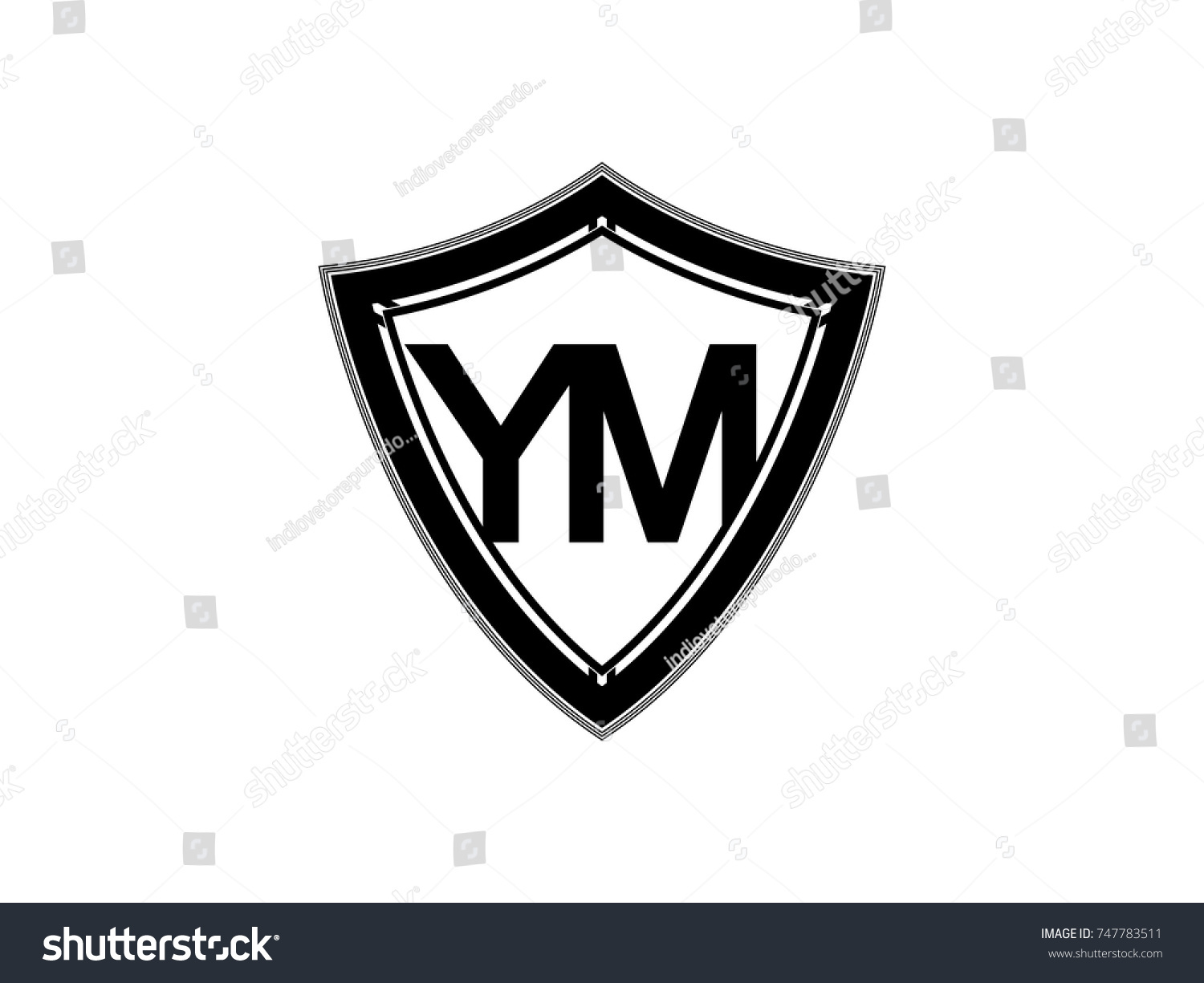 Initial Letter Ym Shield Logo Black Stock Vector (Royalty Free ...
