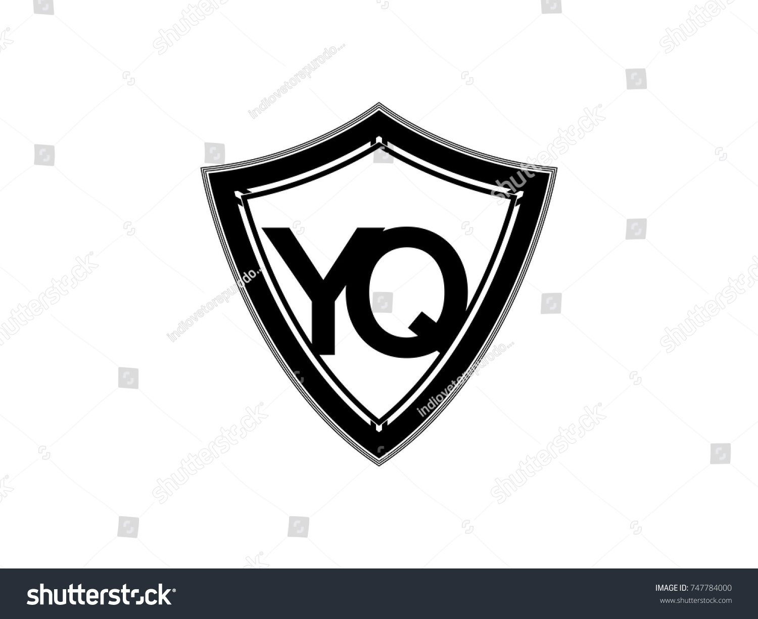 「Initial Letter Yq Shield Logo Black」のベクター画像素材（ロイヤリティフリー） 747784000 ...