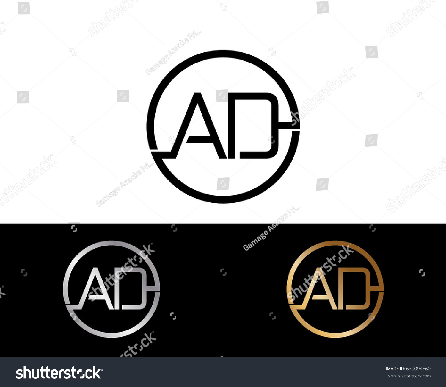 Initial Letters Ad Rounded Shape Simple Stock Vector (Royalty Free ...
