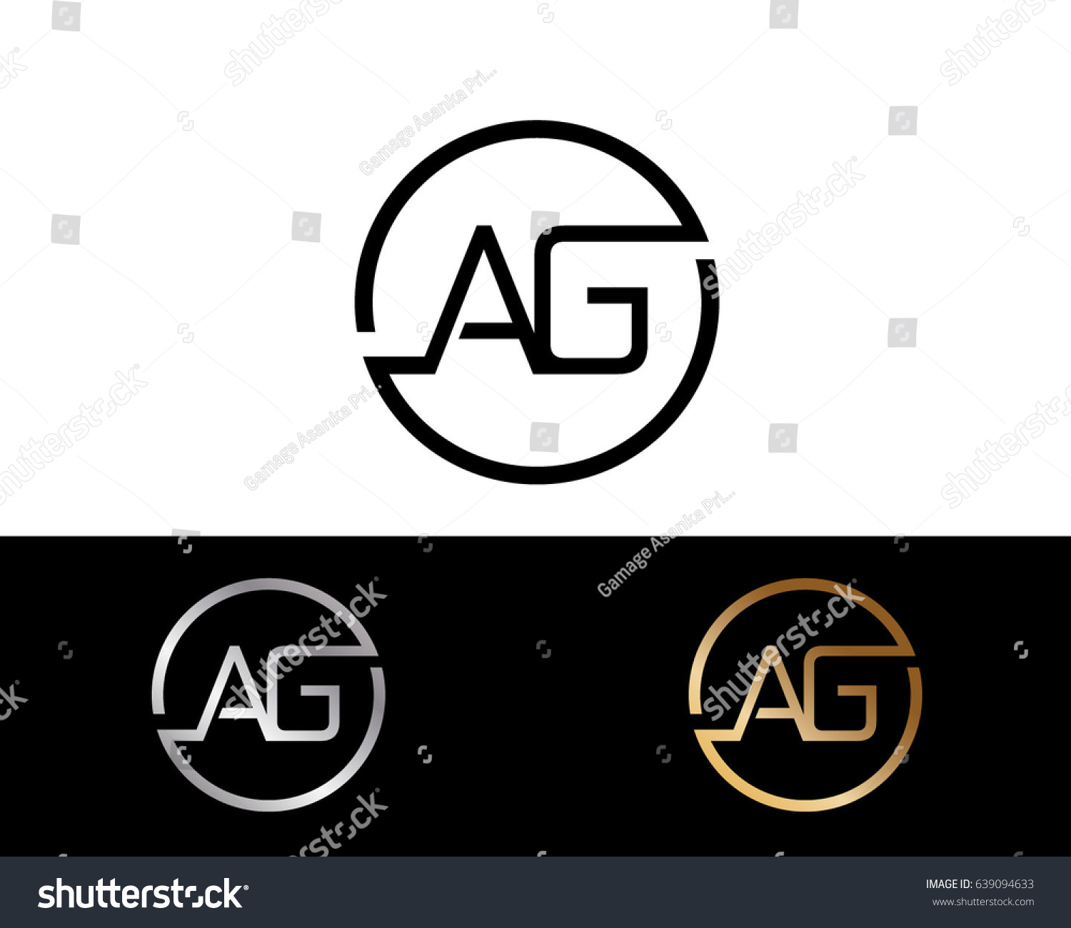 Initial Letters Ag Rounded Shape Simple Stock Vector (Royalty Free ...