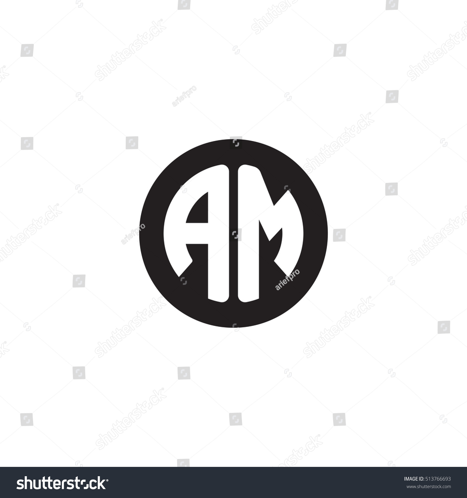 Initial Letters Circle Shape Monogram Black: vector de stock (libre de ...