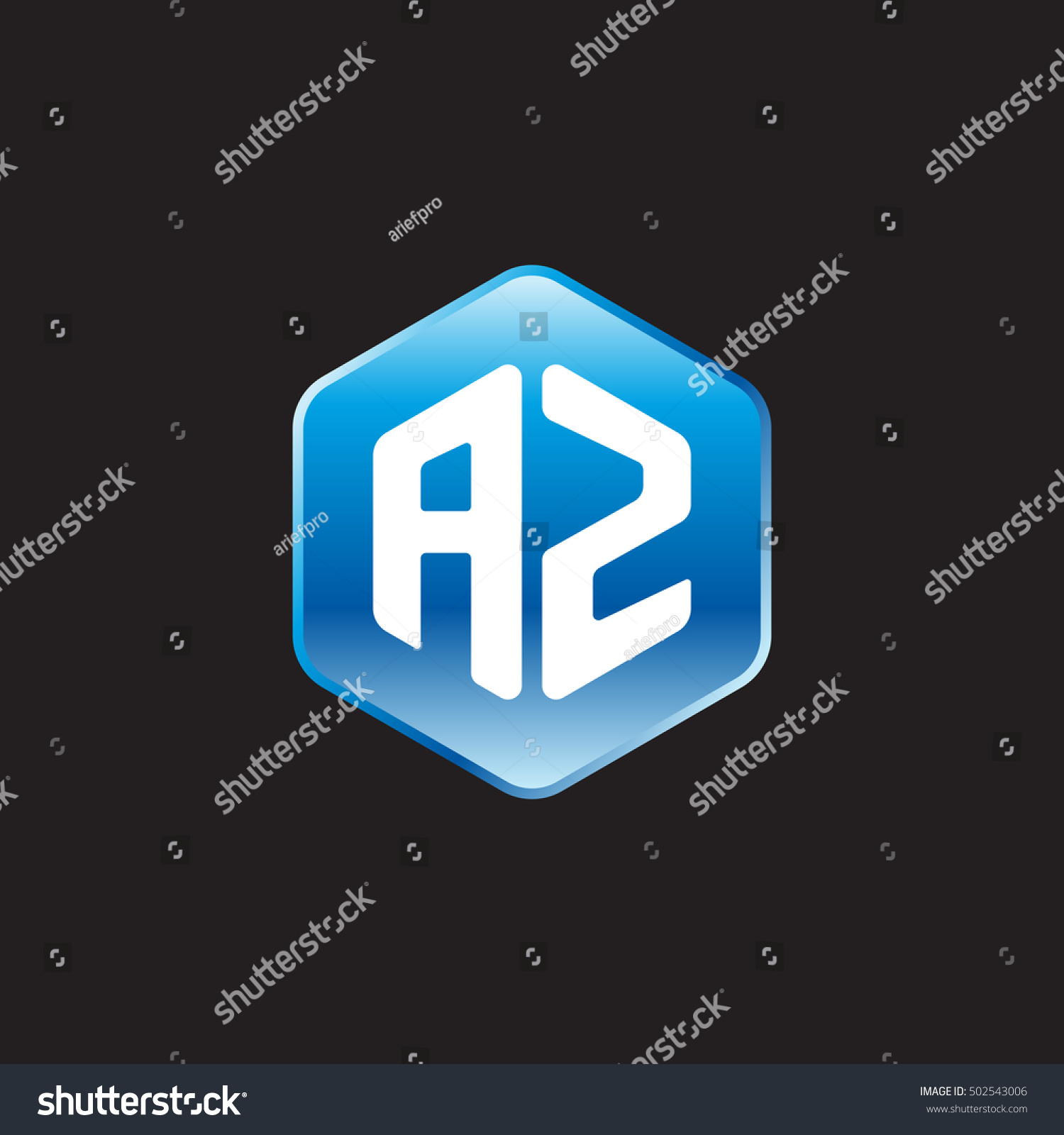 Initial Letters Az Rounded Hexagon Shape Stock Vector (Royalty Free ...