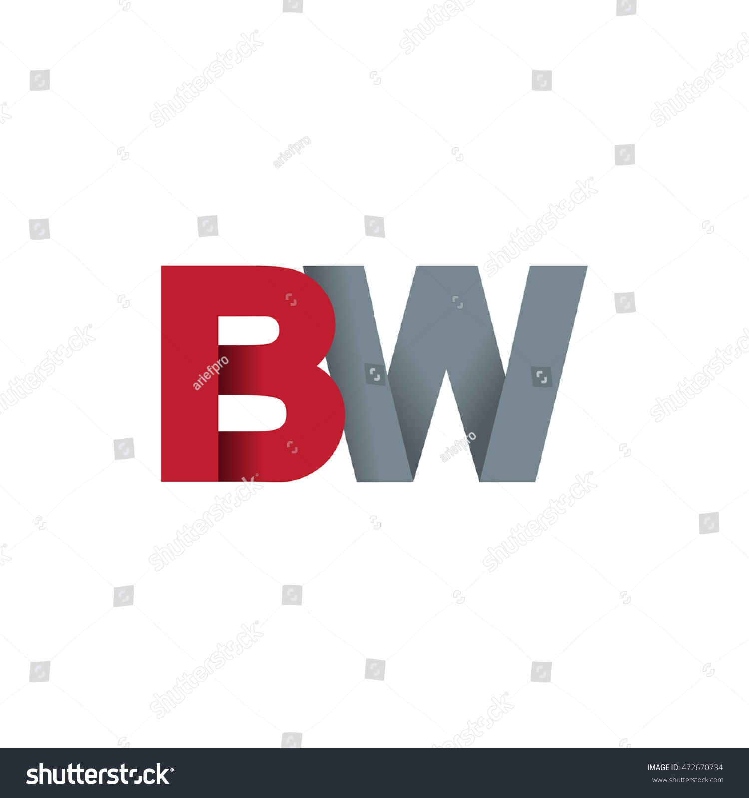 Initial Letters Bw Overlapping Fold Logo Stock Vector (Royalty Free ...
