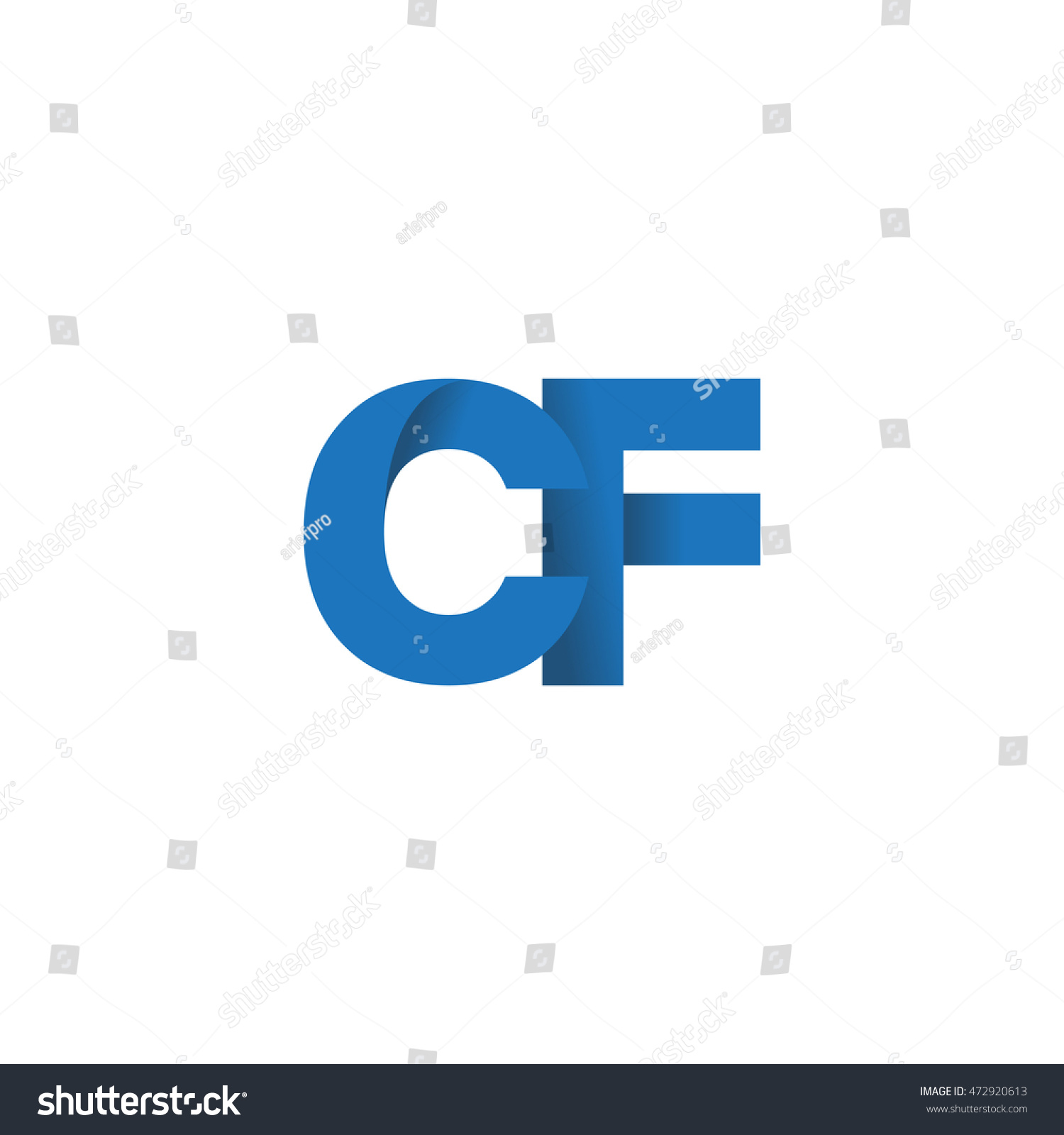 Initial Letters Cf Overlapping Fold Logo Stock Vector (Royalty Free ...