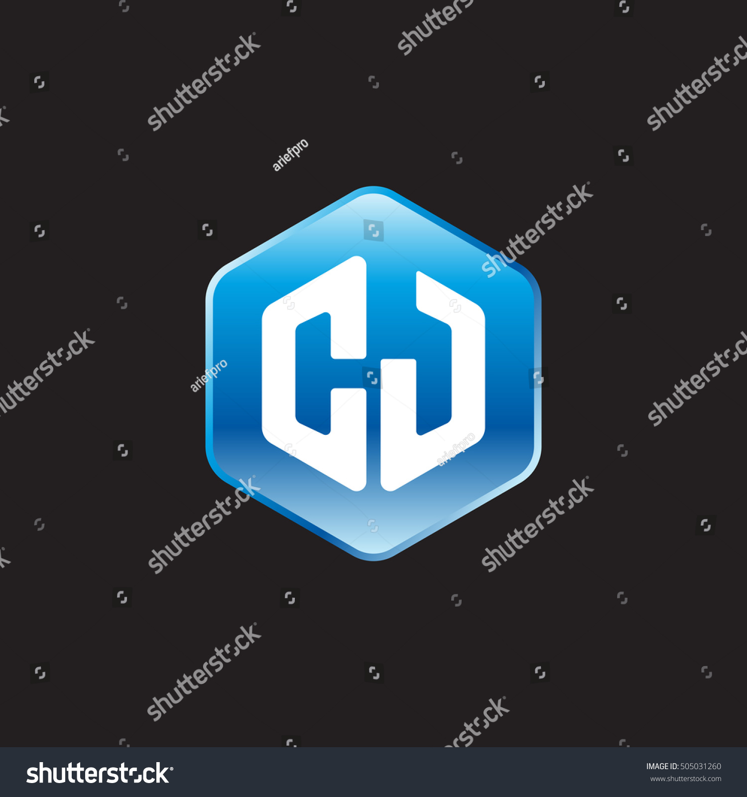 Initial Letters Cj Rounded Hexagon Shape Stock Vector (Royalty Free ...