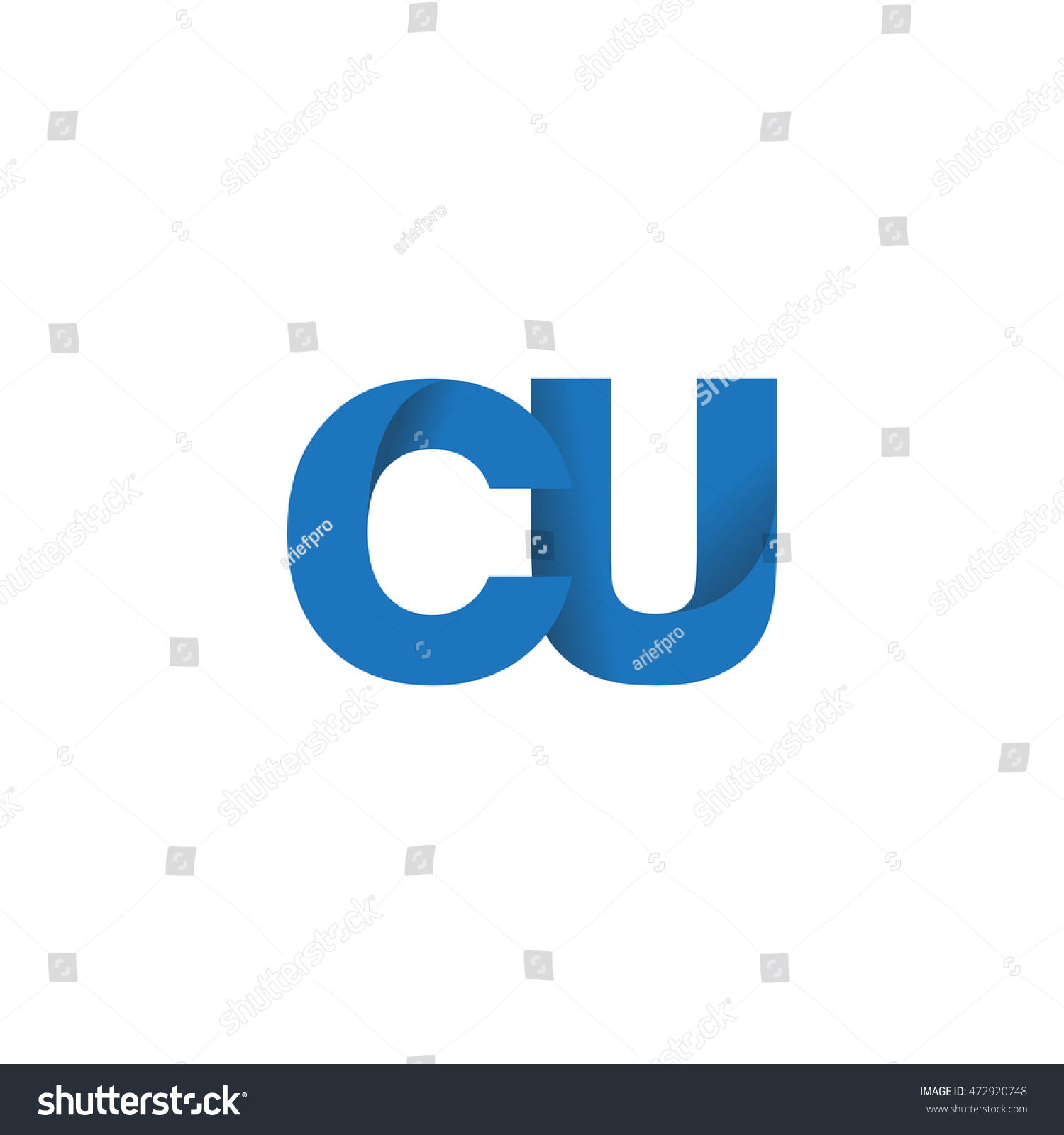 Initial Letters Cu Overlapping Fold Logo Stock Vector (Royalty Free ...