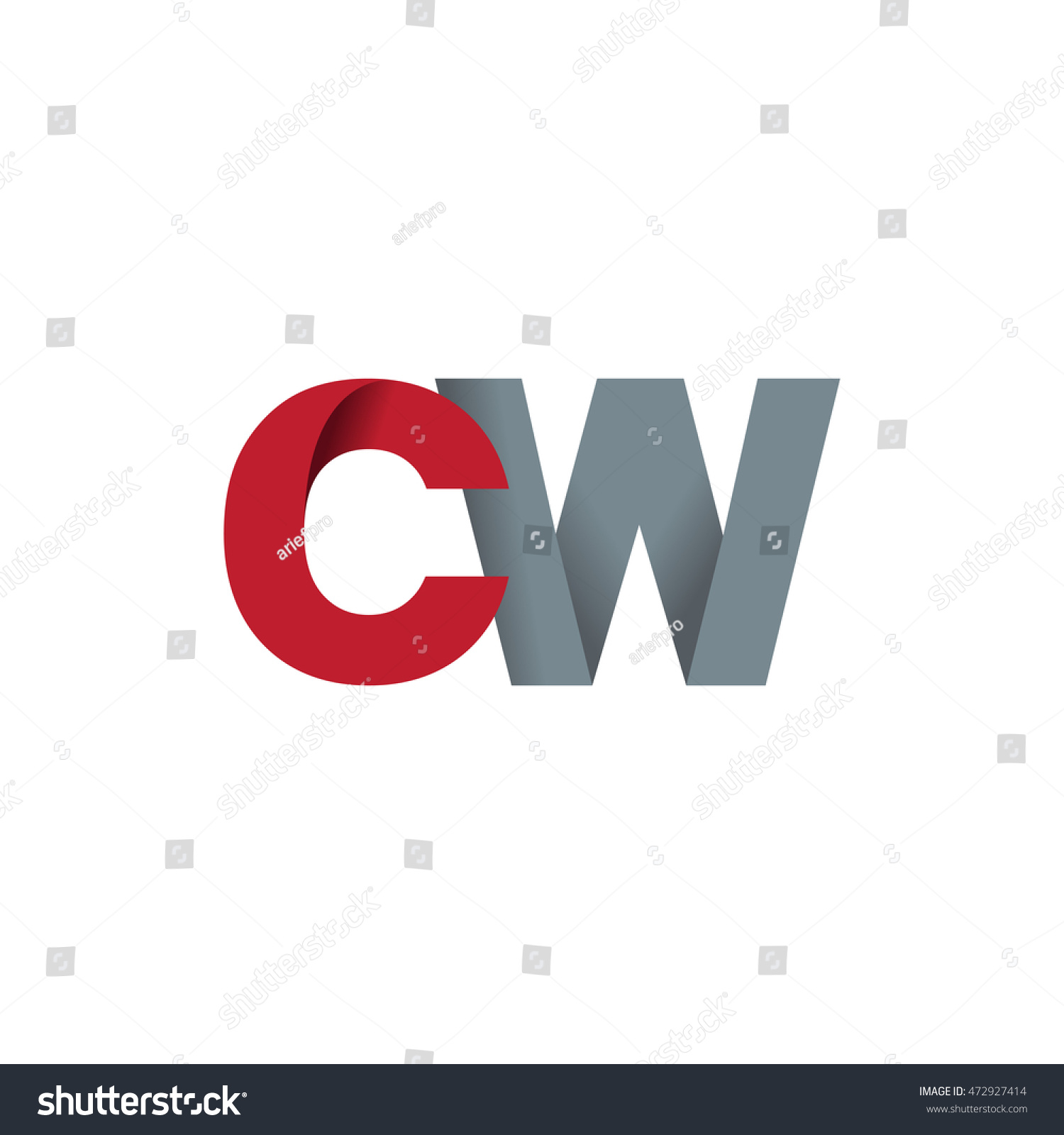 Initial Letters Cw Overlapping Fold Logo: vector de stock (libre de ...