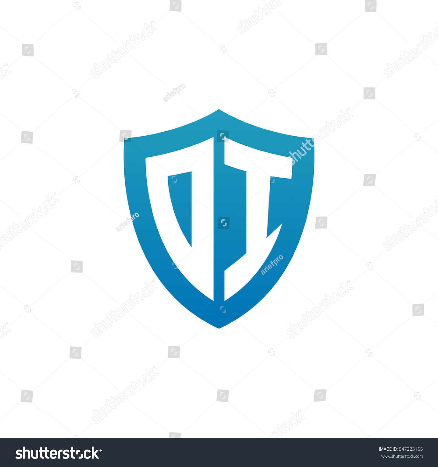 Initial Letters Di Shield Shape Blue Stock Vector (Royalty Free ...