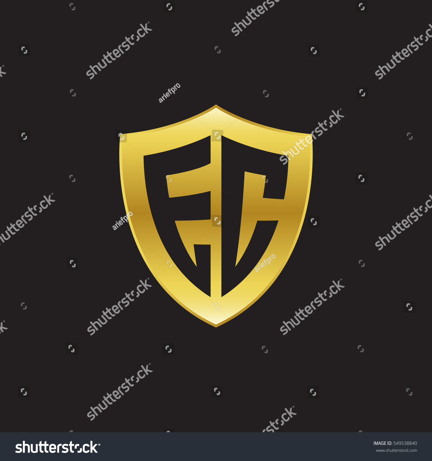 Initial Letters Ec Shield Shape Gold Stock Vector (Royalty Free ...