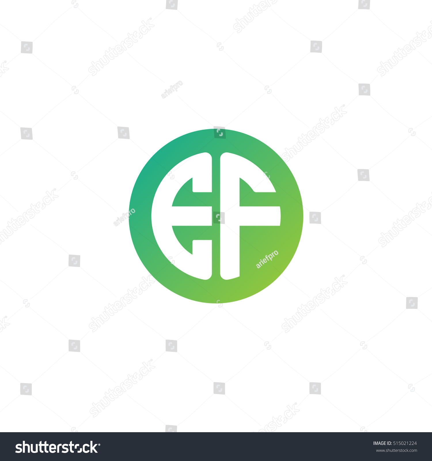Initial Letters Ef Circle Shape Green Stock Vector (Royalty Free ...