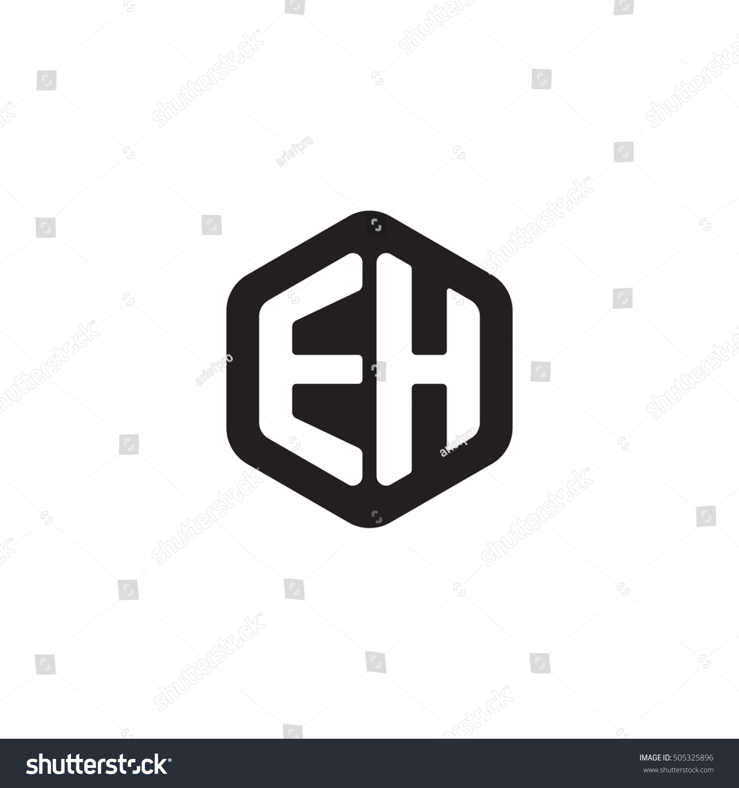 Initial Letters Eh Rounded Hexagon Shape Stock Vector (Royalty Free ...