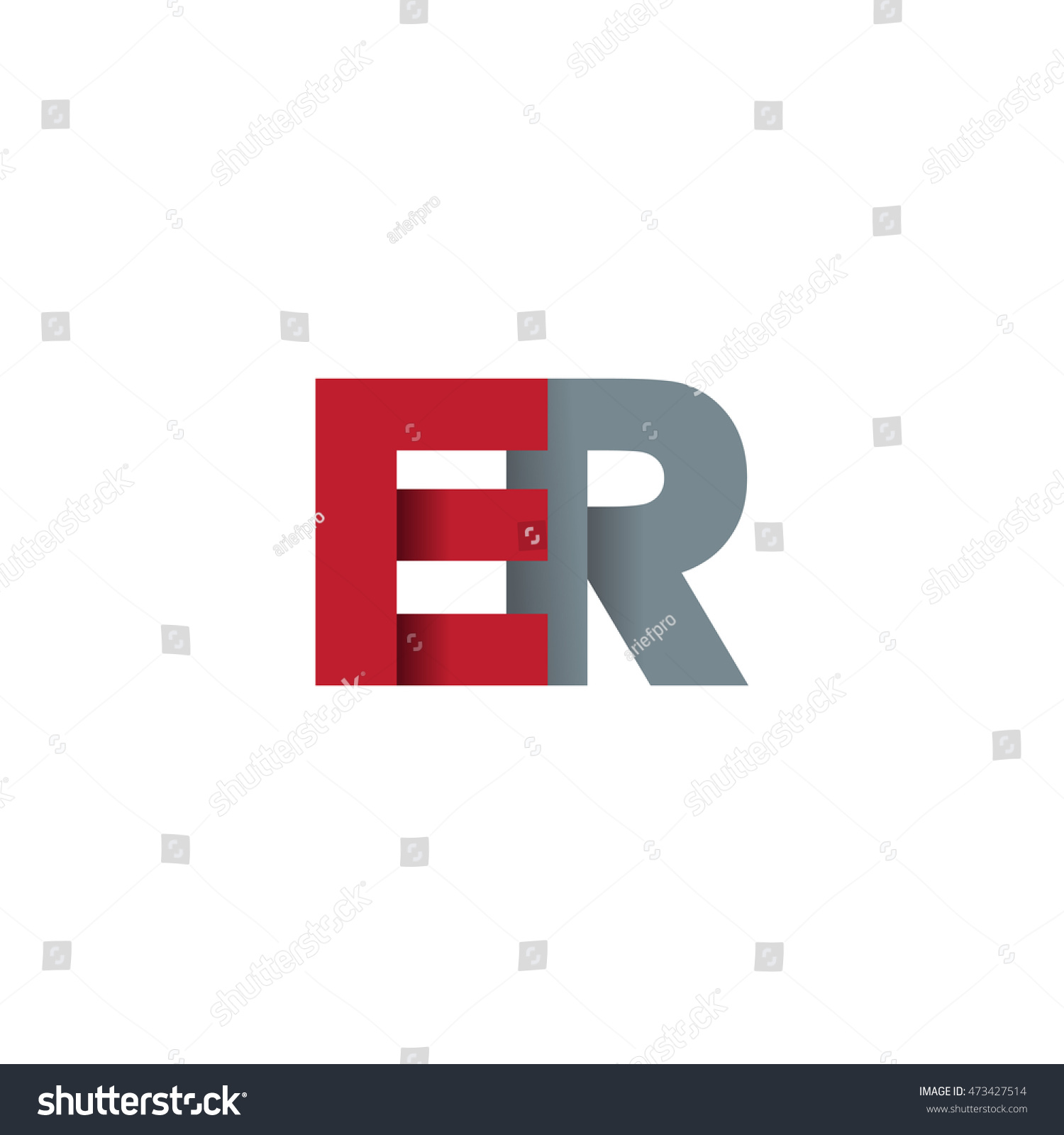Initial Letters Er Overlapping Fold Logo Stock Vector (Royalty Free ...