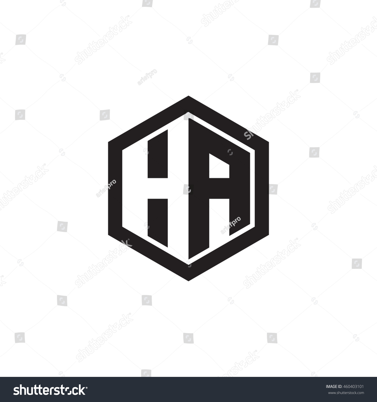 Initial Letters Ha Negative Space Hexagon Stock Vector (Royalty Free ...