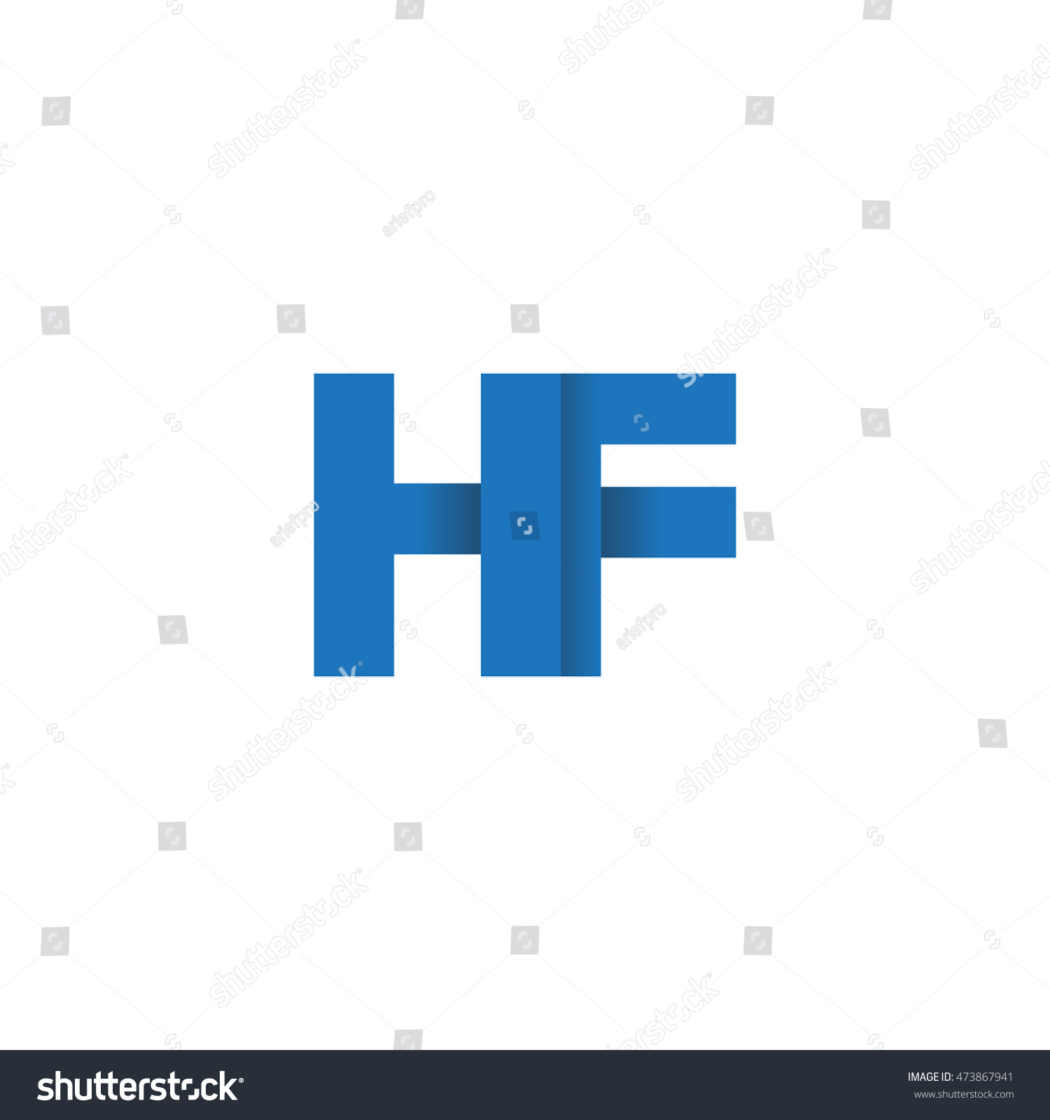 Initial Letters Hf Overlapping Fold Logo Stock Vector (Royalty Free ...