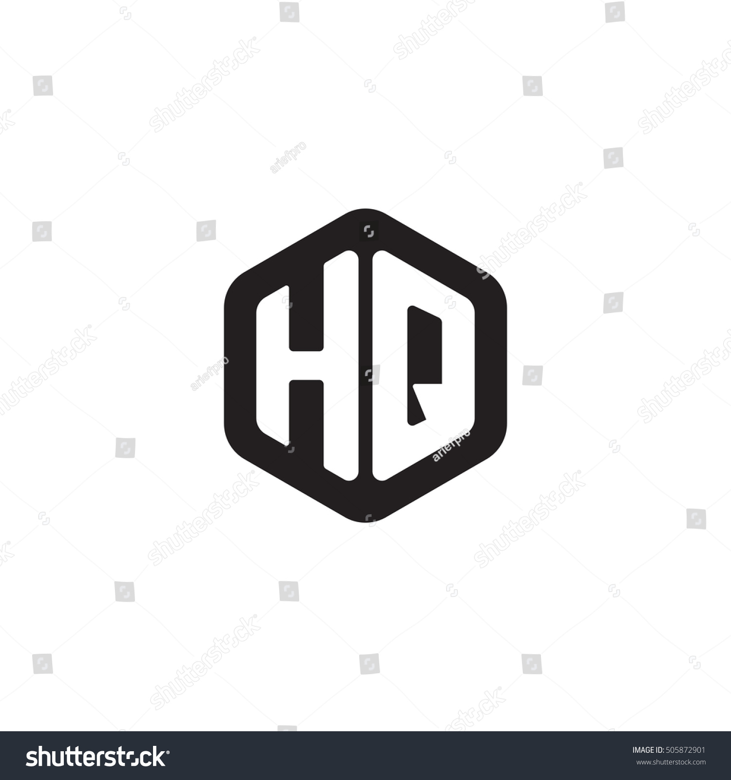 Initial Letters Hq Rounded Hexagon Shape Stock Vector (Royalty Free ...