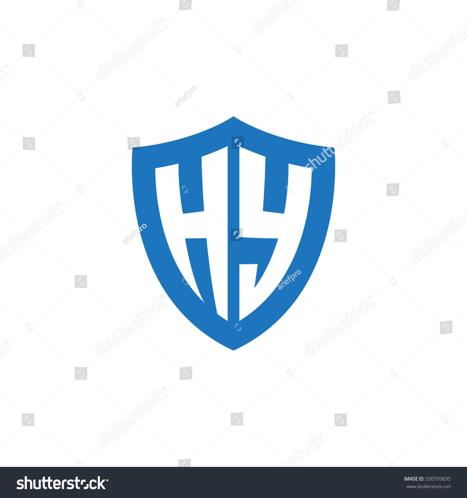 Initial Letters Hy Shield Shape Blue Stock Vector (Royalty Free ...