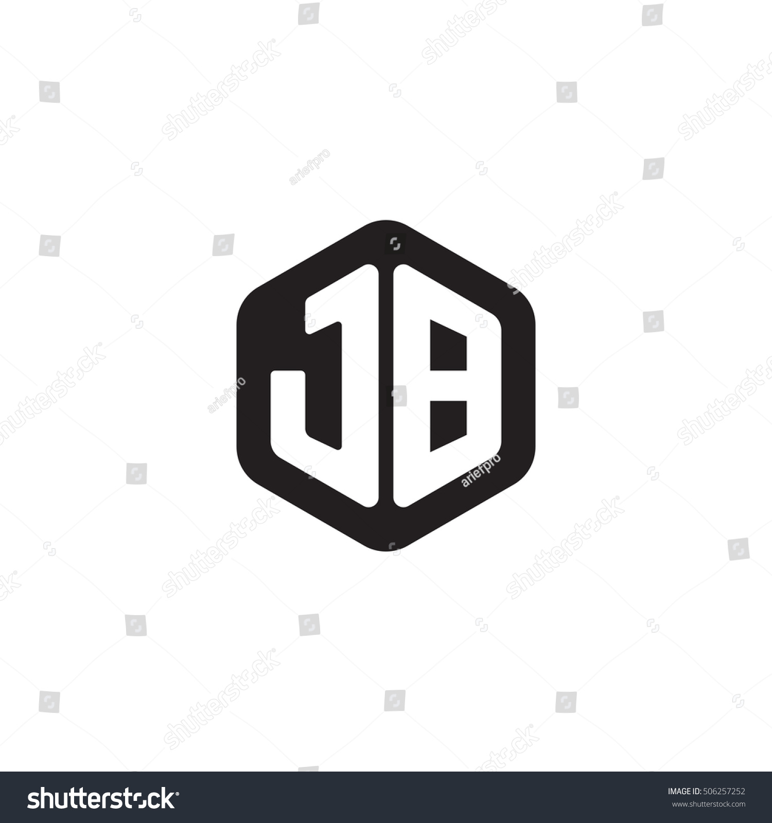 Initial Letters Jb Rounded Hexagon Shape Stock Vector (Royalty Free ...