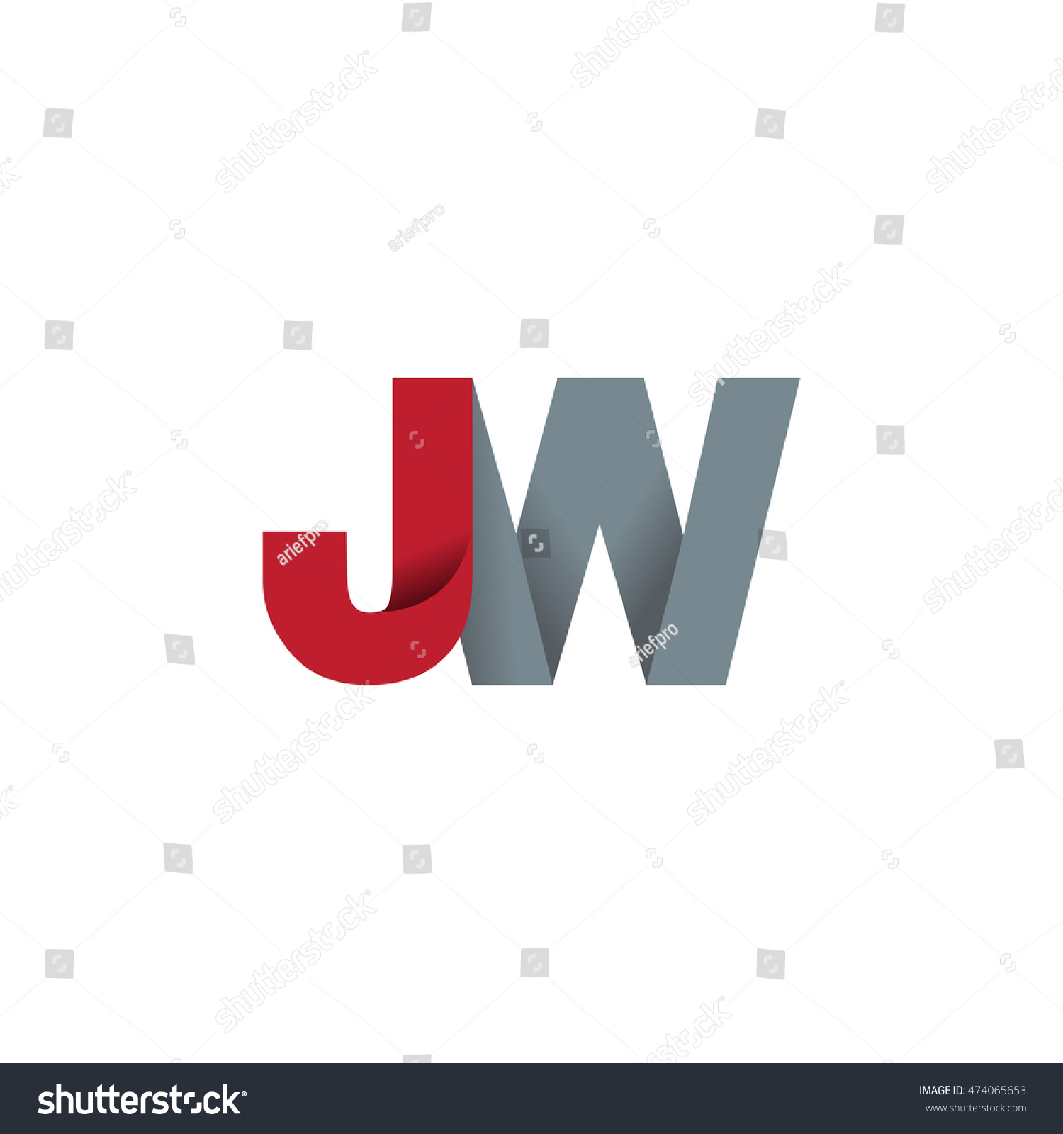 Initial Letters Jw Overlapping Fold Logo Stock Vector (Royalty Free ...