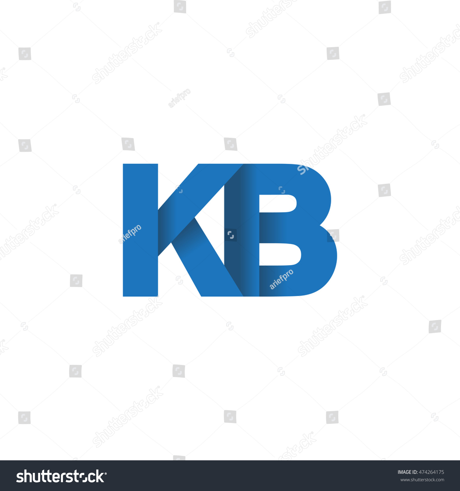 Initial Letters Kb Overlapping Fold Logo Stock Vector (Royalty Free ...