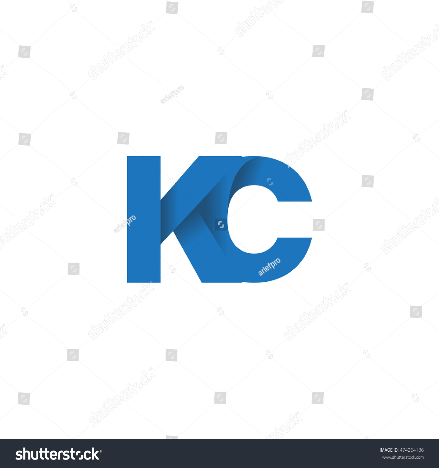 Initial Letters Kc Overlapping Fold Logo Stock Vector (Royalty Free ...