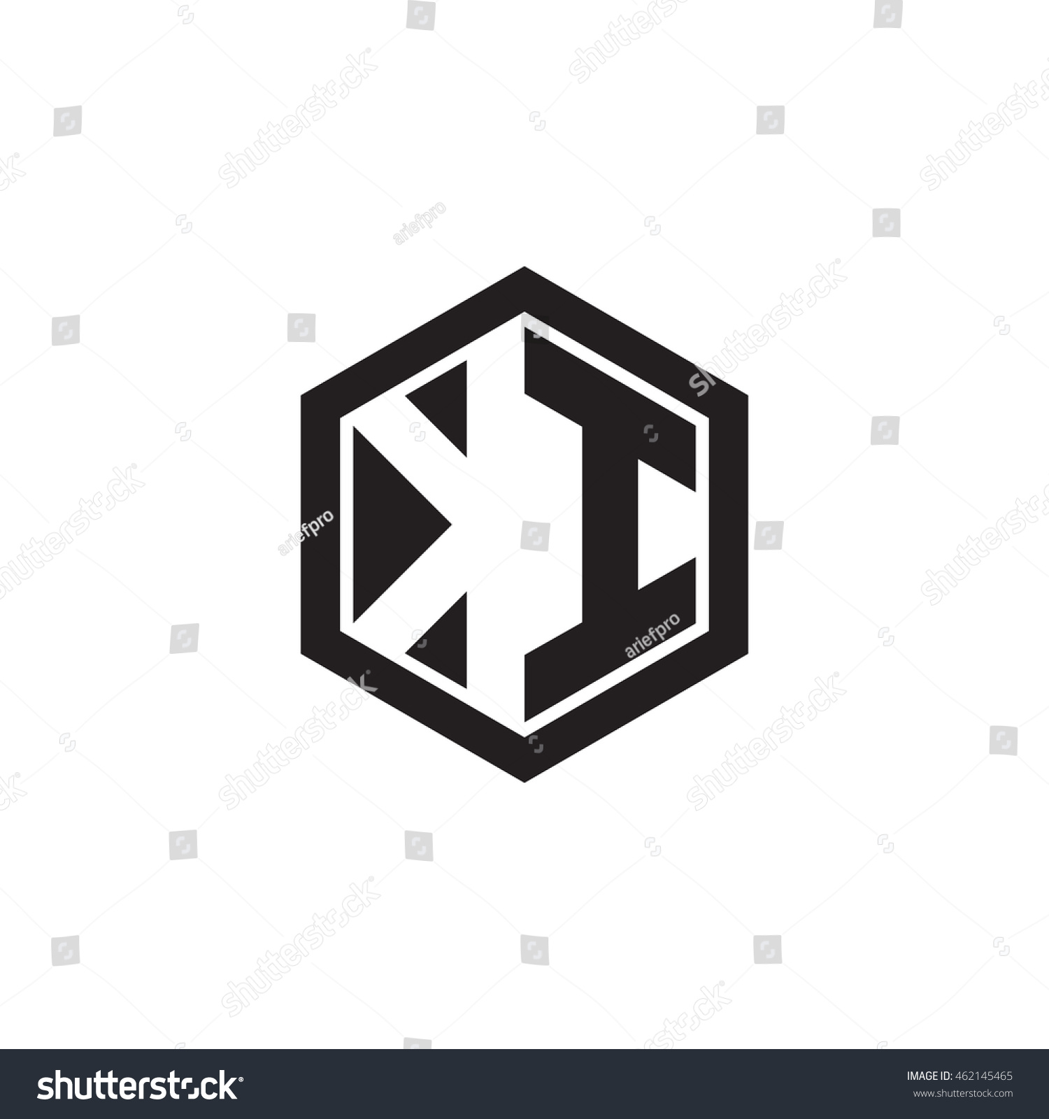 Initial Letters Ki Negative Space Hexagon Stock Vector (Royalty Free ...