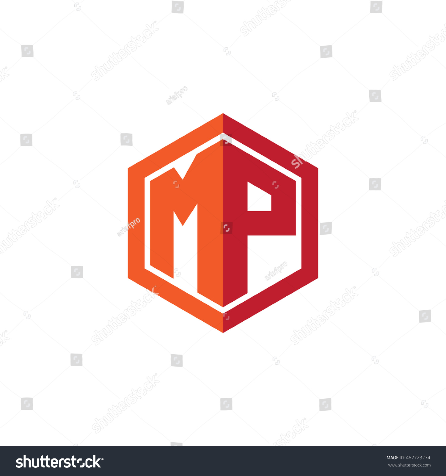 Initial Letters Mp Hexagon Shape Logo Stock Vector (Royalty Free) 462723274