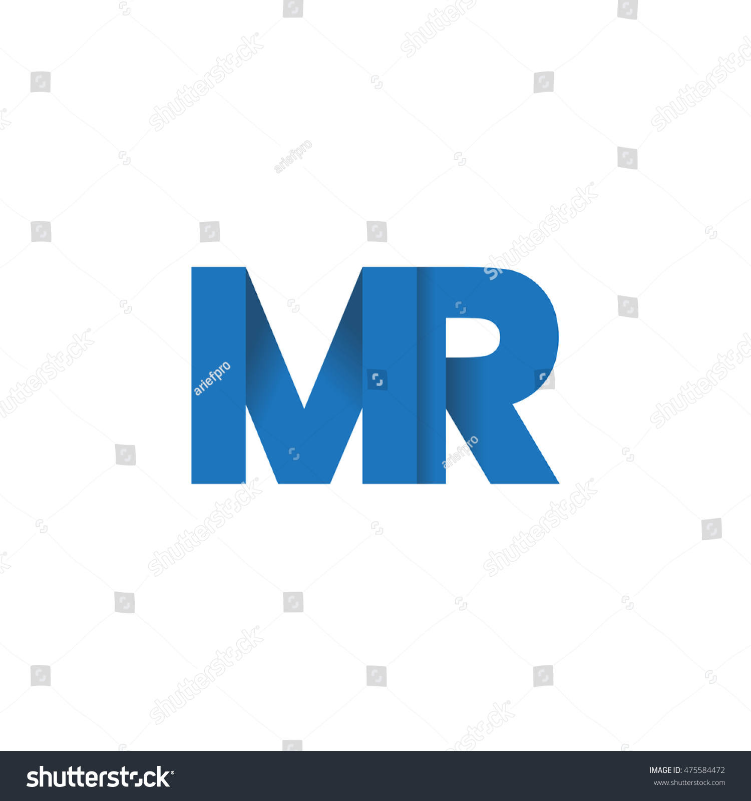Initial Letters Mr Overlapping Fold Logo: vector de stock (libre de ...
