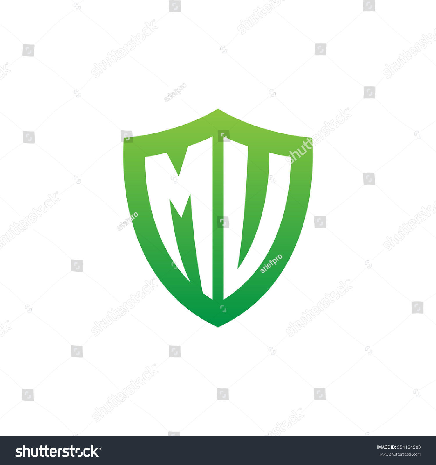 Initial Letters Mu Mv Shield Shape Stock Vector (Royalty Free) 554124583