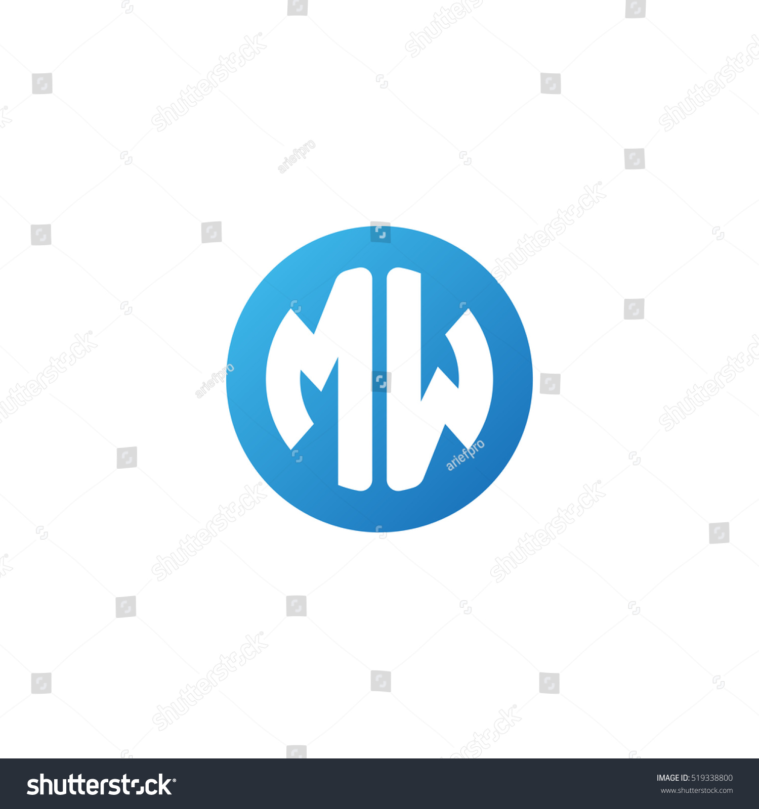 Initial Letters Mw Circle Shape Blue Stock Vector 519338800 - Shutterstock