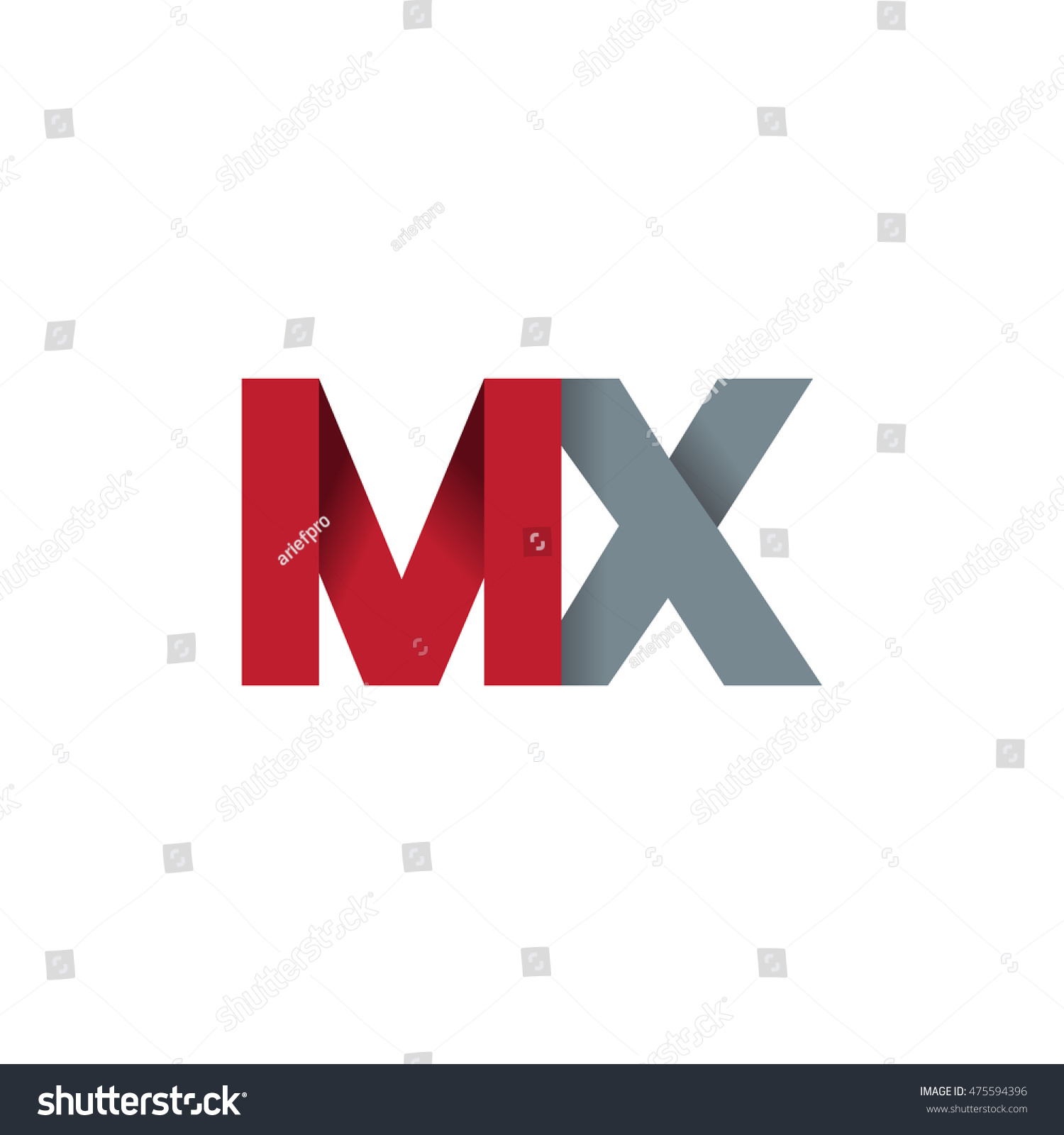 Initial Letters Mx Overlapping Fold Logo Stock Vector (Royalty Free ...