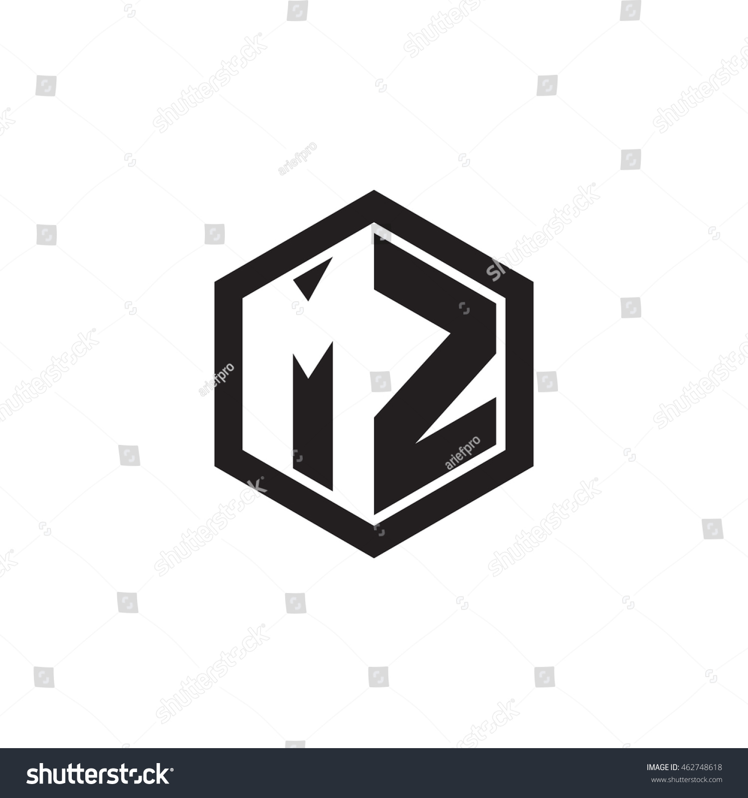 Initial Letters Mz Negative Space Hexagon Stock Vector (Royalty Free ...