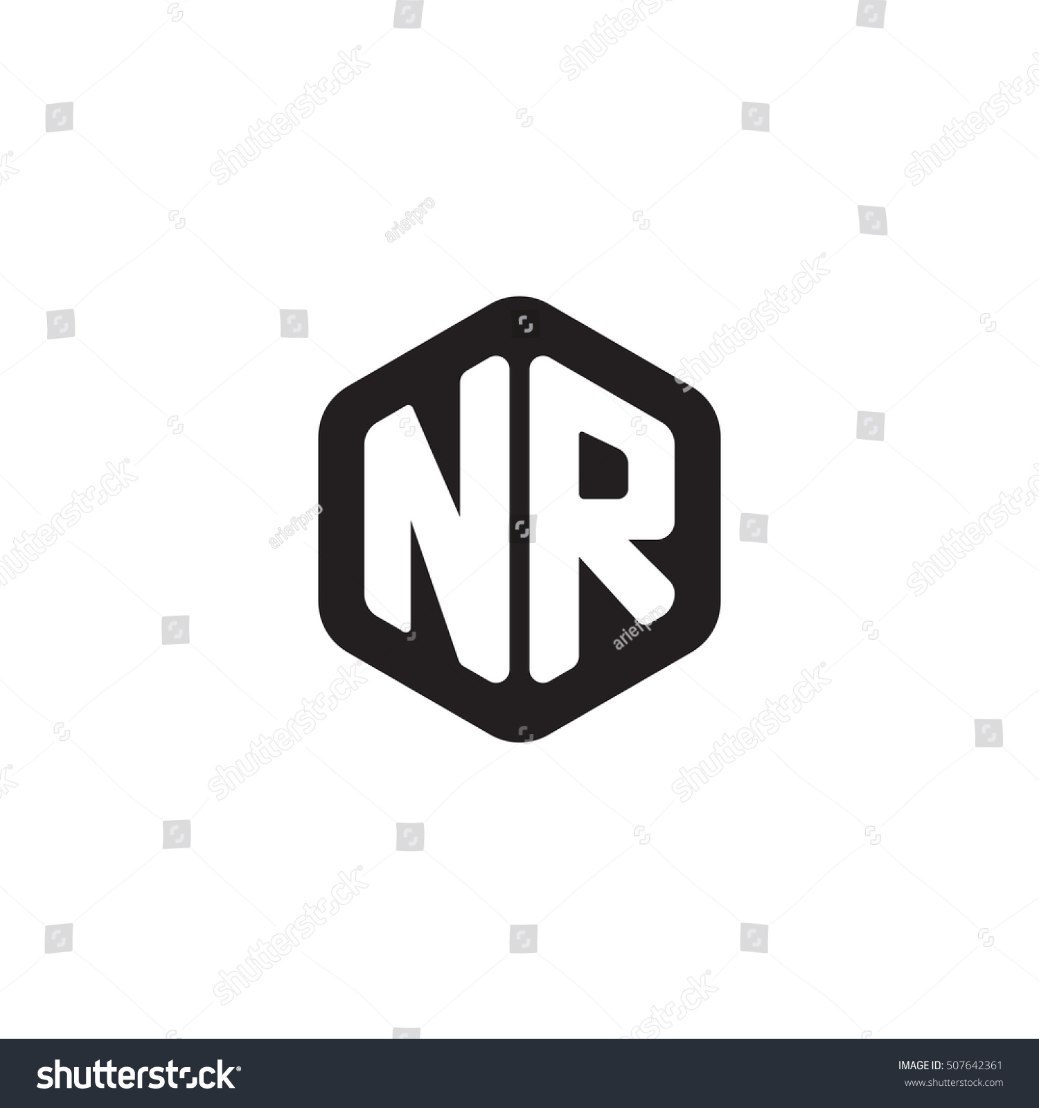 Initial Letters Nr Rounded Hexagon Shape Stock Vector (Royalty Free ...