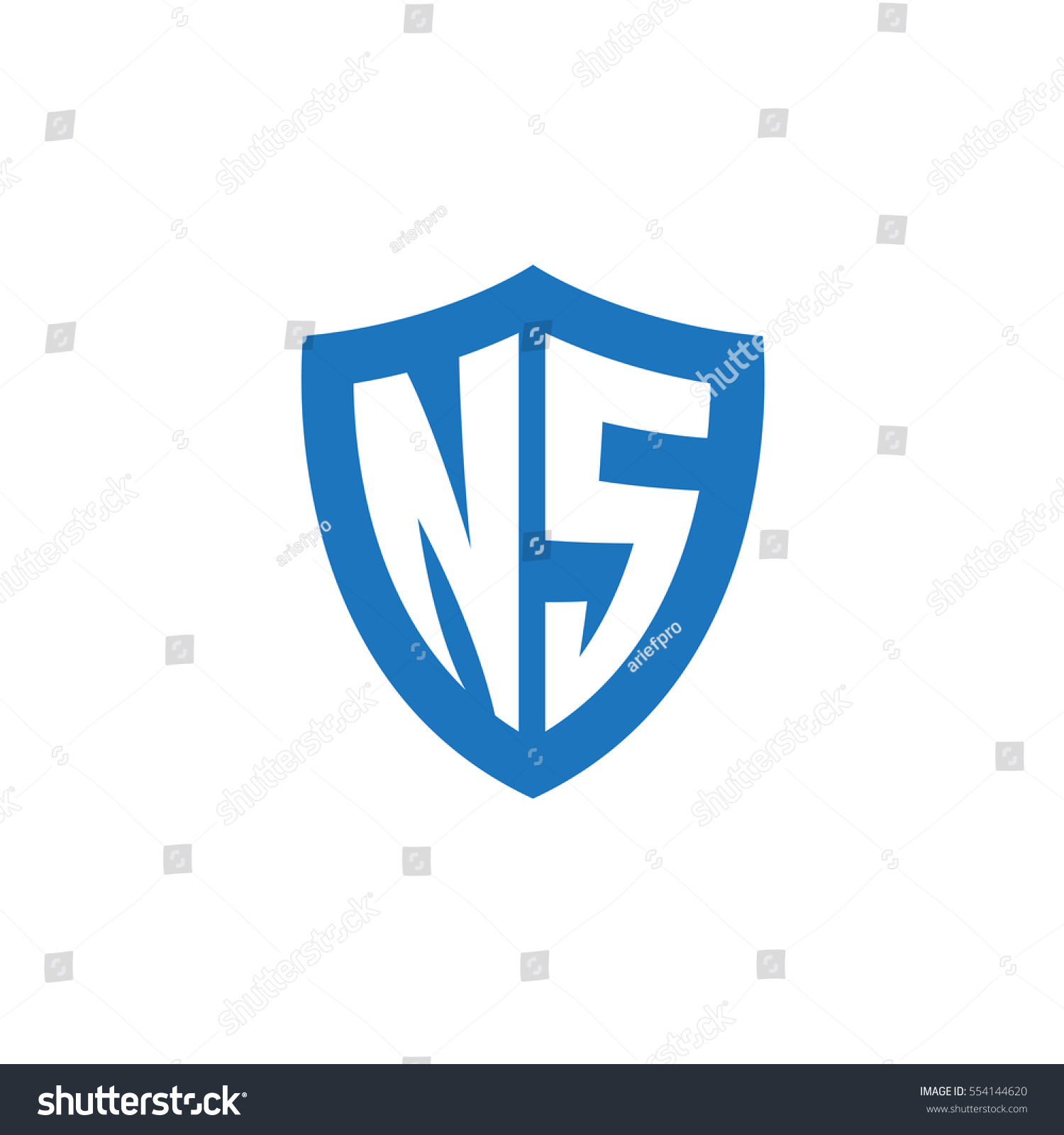 Initial Letters Ns Shield Shape Blue Stock Vector (Royalty Free) 554144620