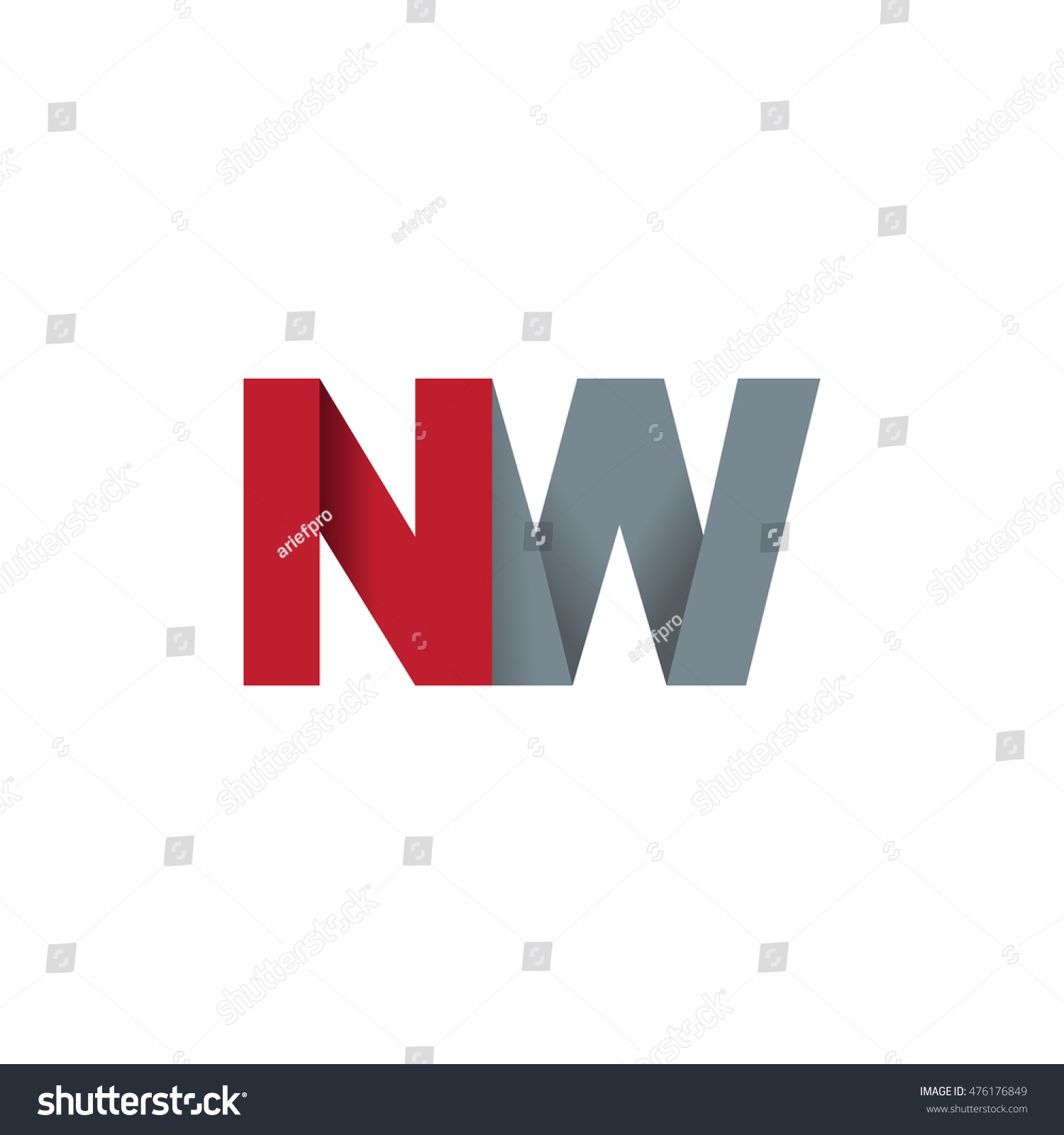 Initial Letters Nw Overlapping Fold Logo Stock Vector (Royalty Free ...