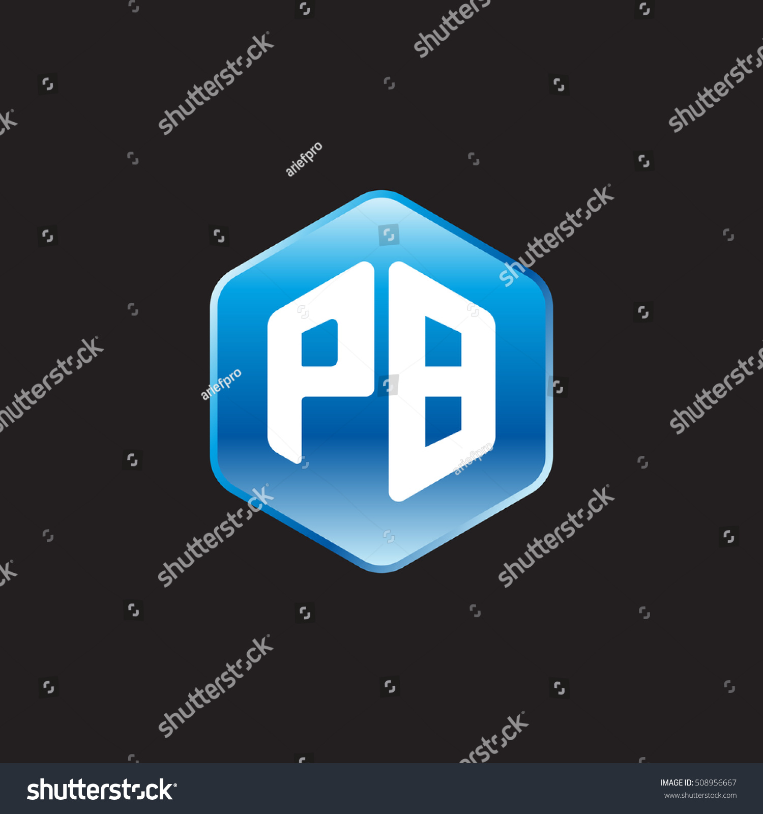 Initial Letters Pb Rounded Hexagon Shape Stock Vector (Royalty Free ...