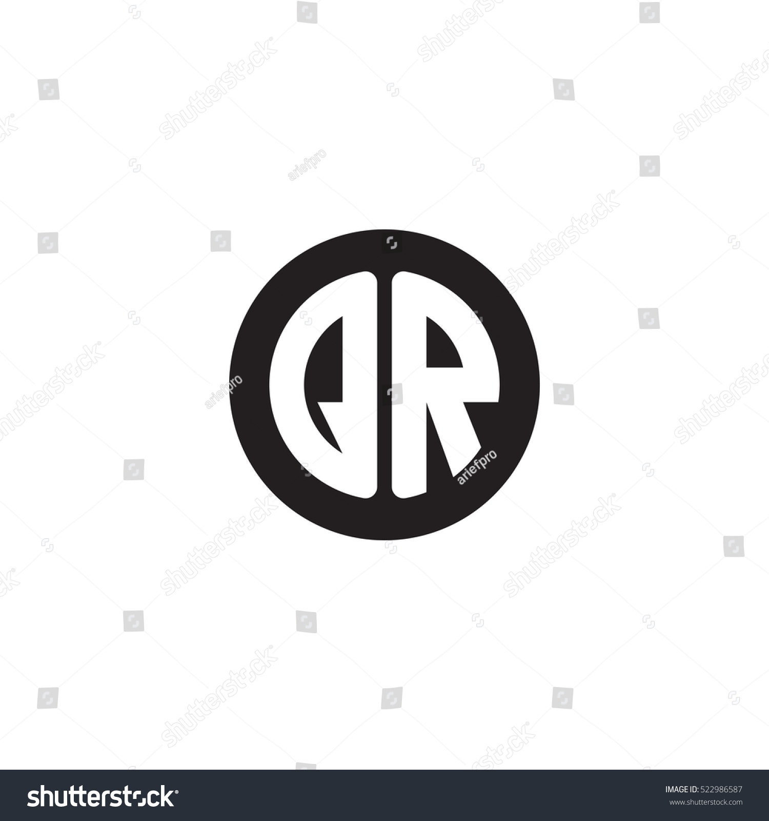 Initial Letters Qr Circle Shape Monogram Stock Vector (Royalty Free ...