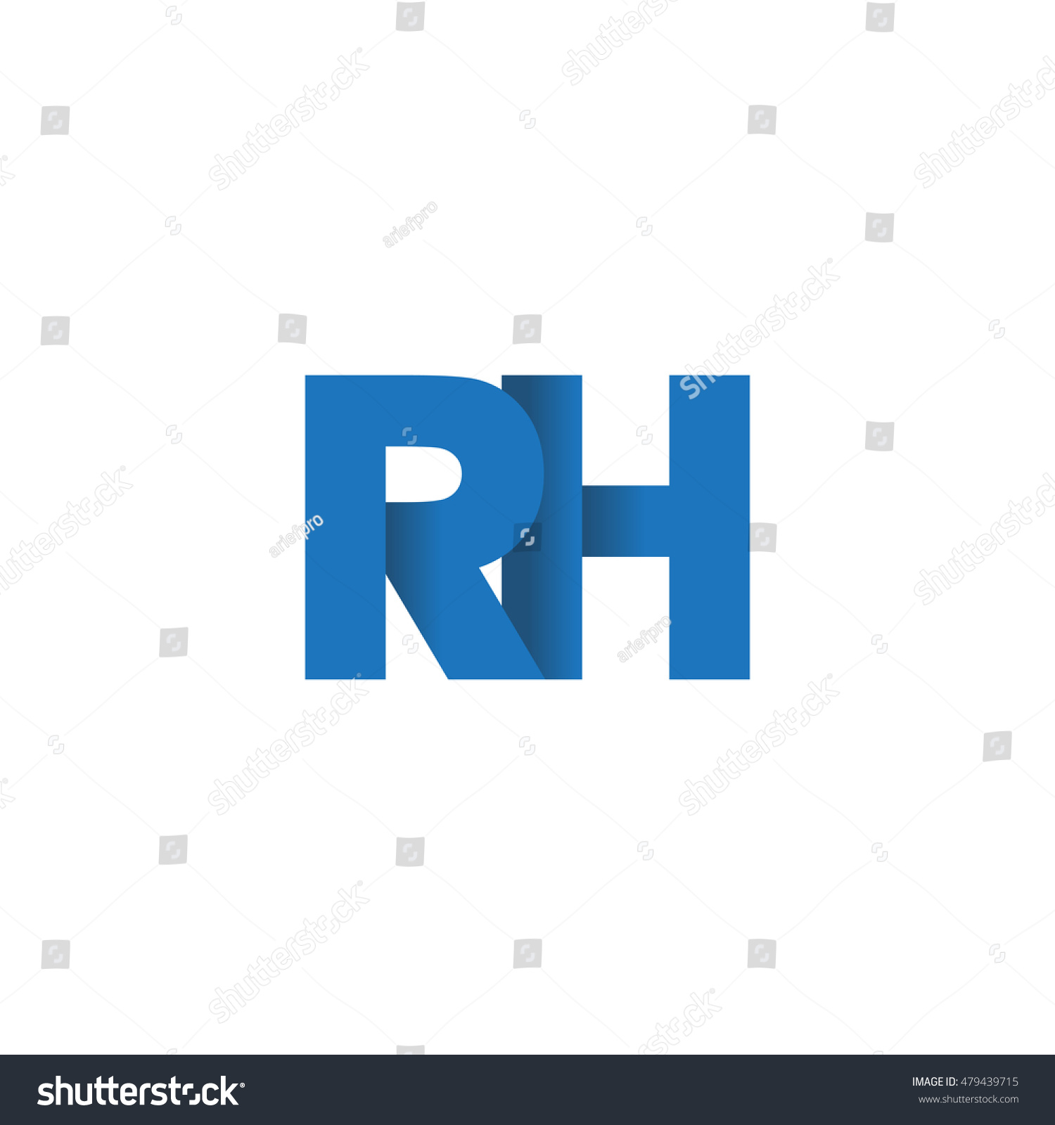 Initial Letters Rh Overlapping Fold Logo Stock Vector (Royalty Free ...