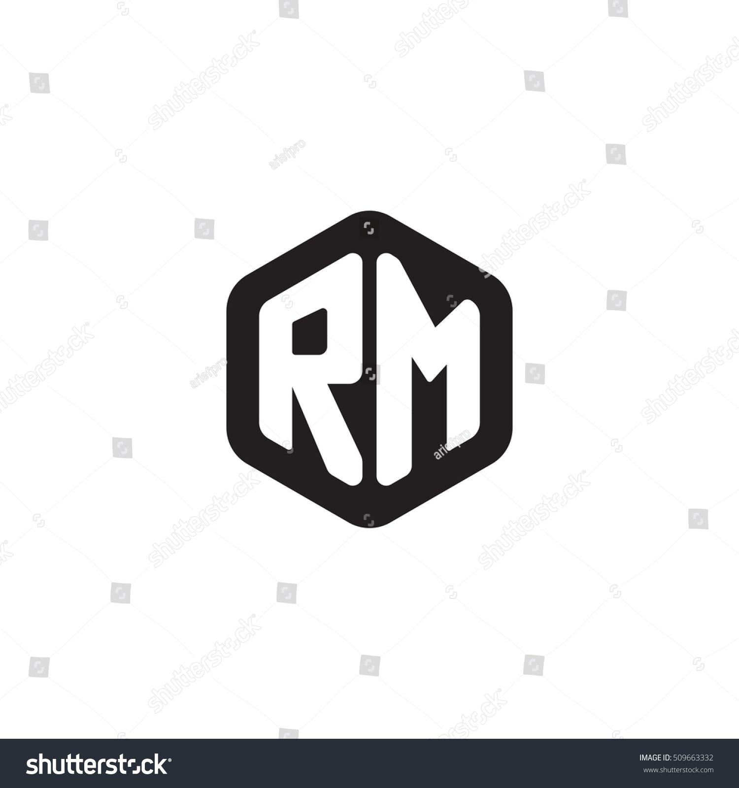 Initial Letters Rm Rounded Hexagon Shape 스톡 벡터(로열티 프리) 509663332 ...