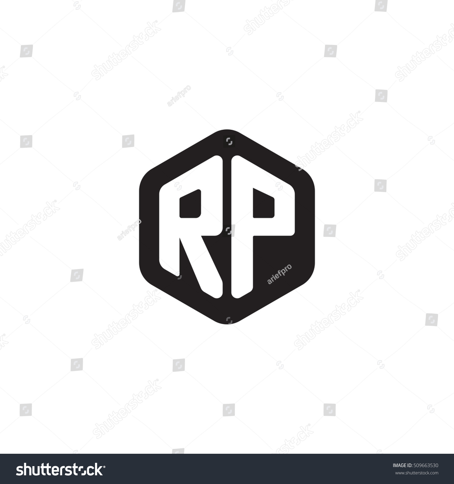 Initial Letters Rp Rounded Hexagon Shape Stock Vector (Royalty Free ...
