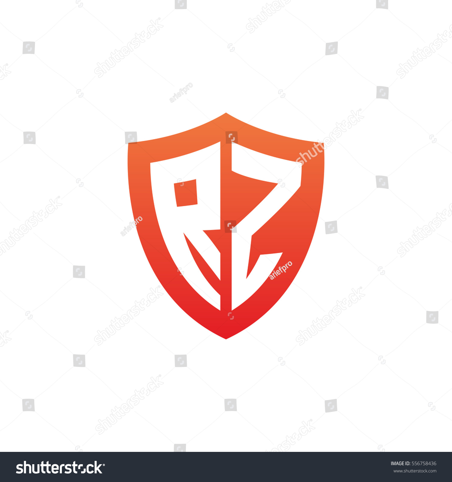 Initial Letters Rz Shield Shape Red Stock Vector (Royalty Free ...