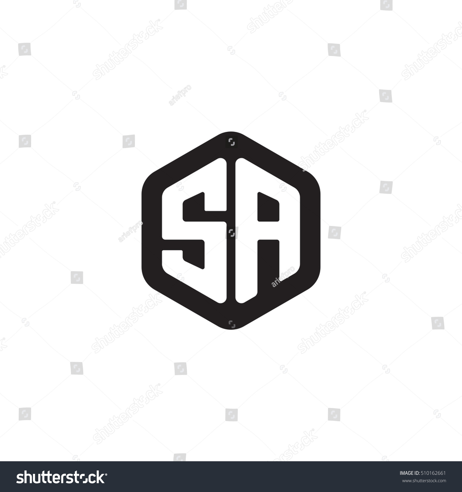 Initial Letters Sa Rounded Hexagon Shape Stock Vector (Royalty Free ...