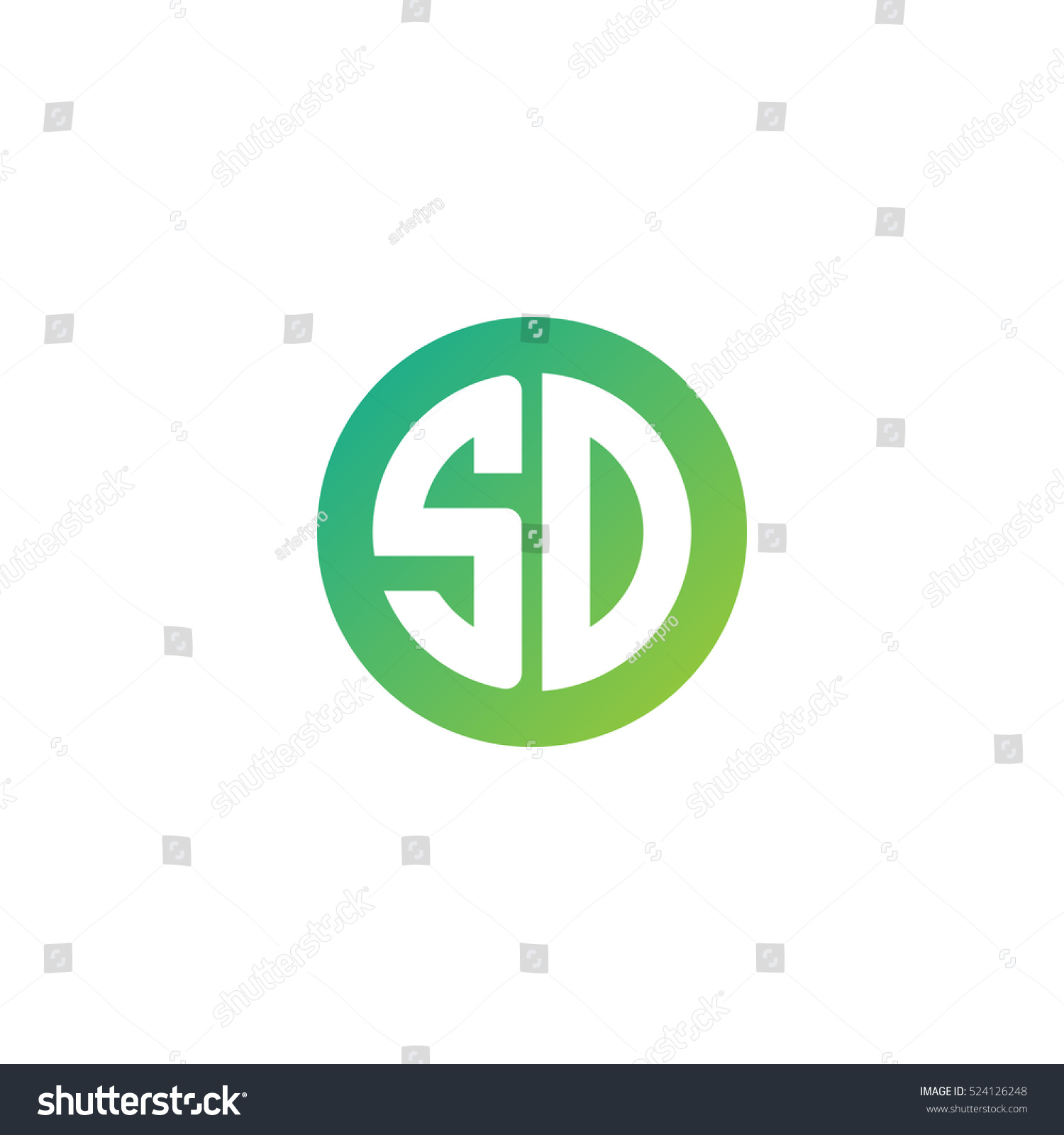 Initial Letters Sd Circle Shape Green Stock Vector (Royalty Free ...
