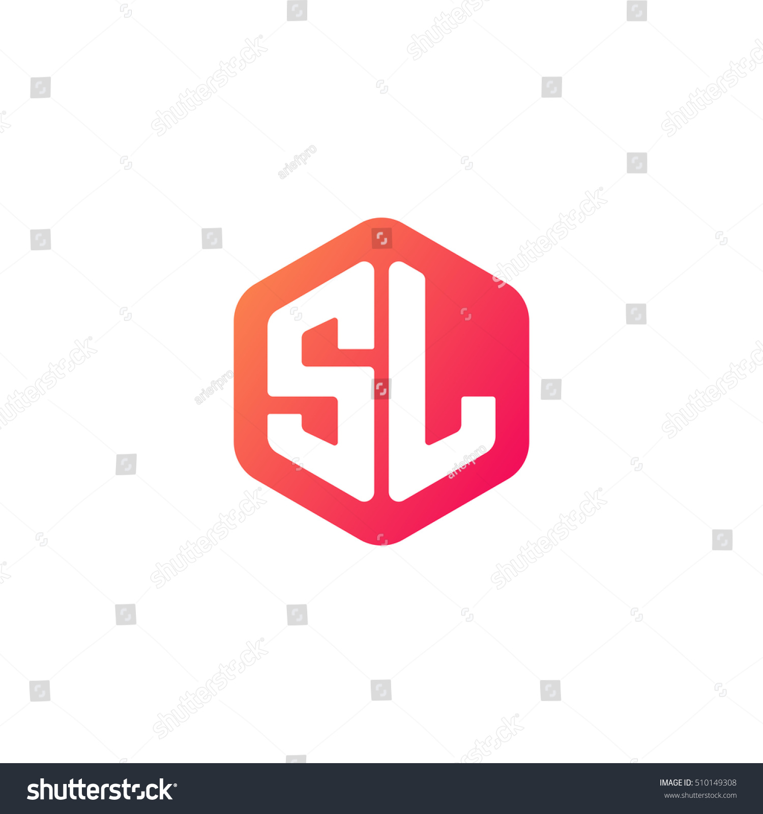 Initial Letters Sl Rounded Hexagon Shape Stock Vector (Royalty Free ...