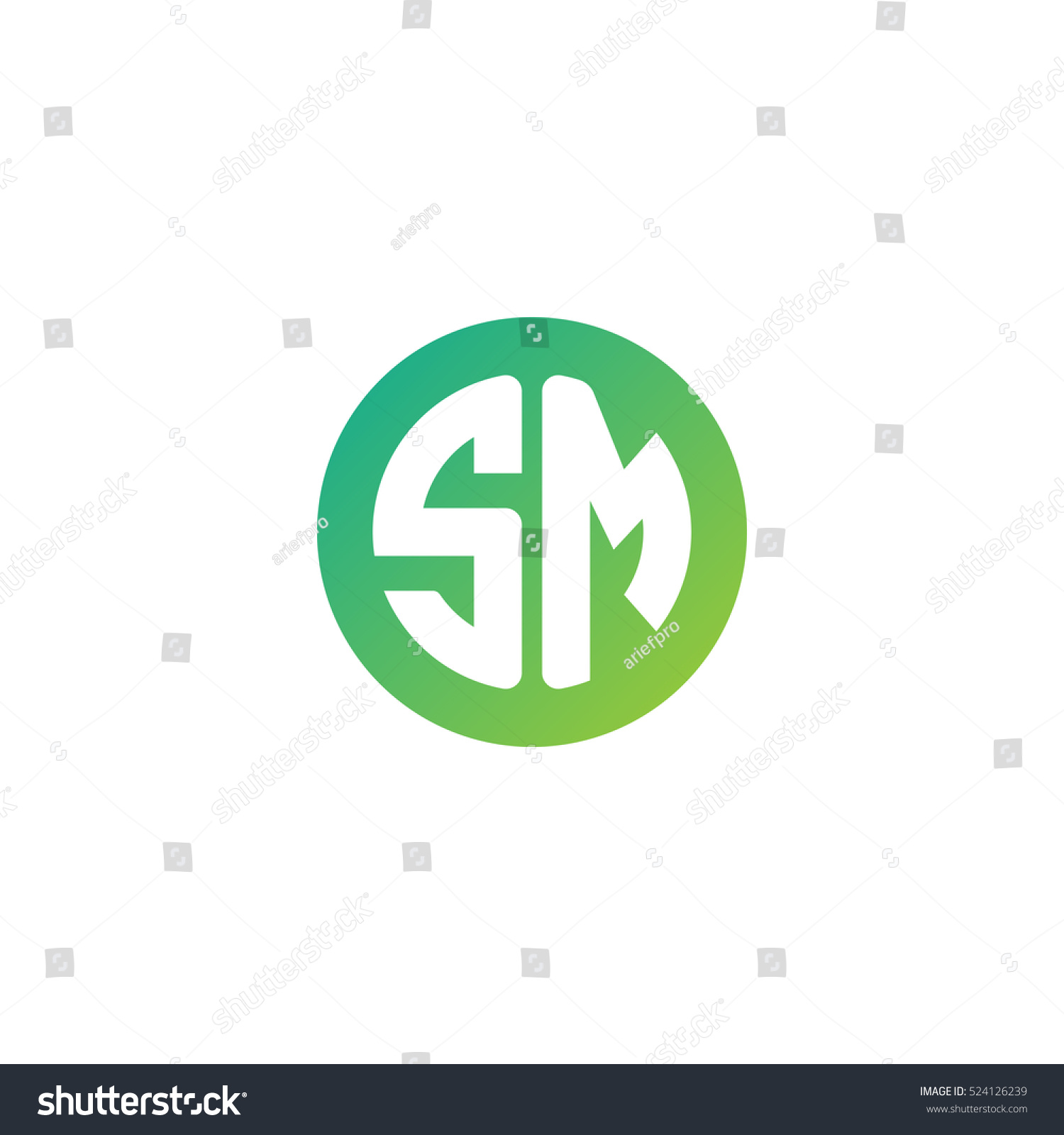 Initial Letters Sm Circle Shape Green Stock Vector (Royalty Free) 524126239