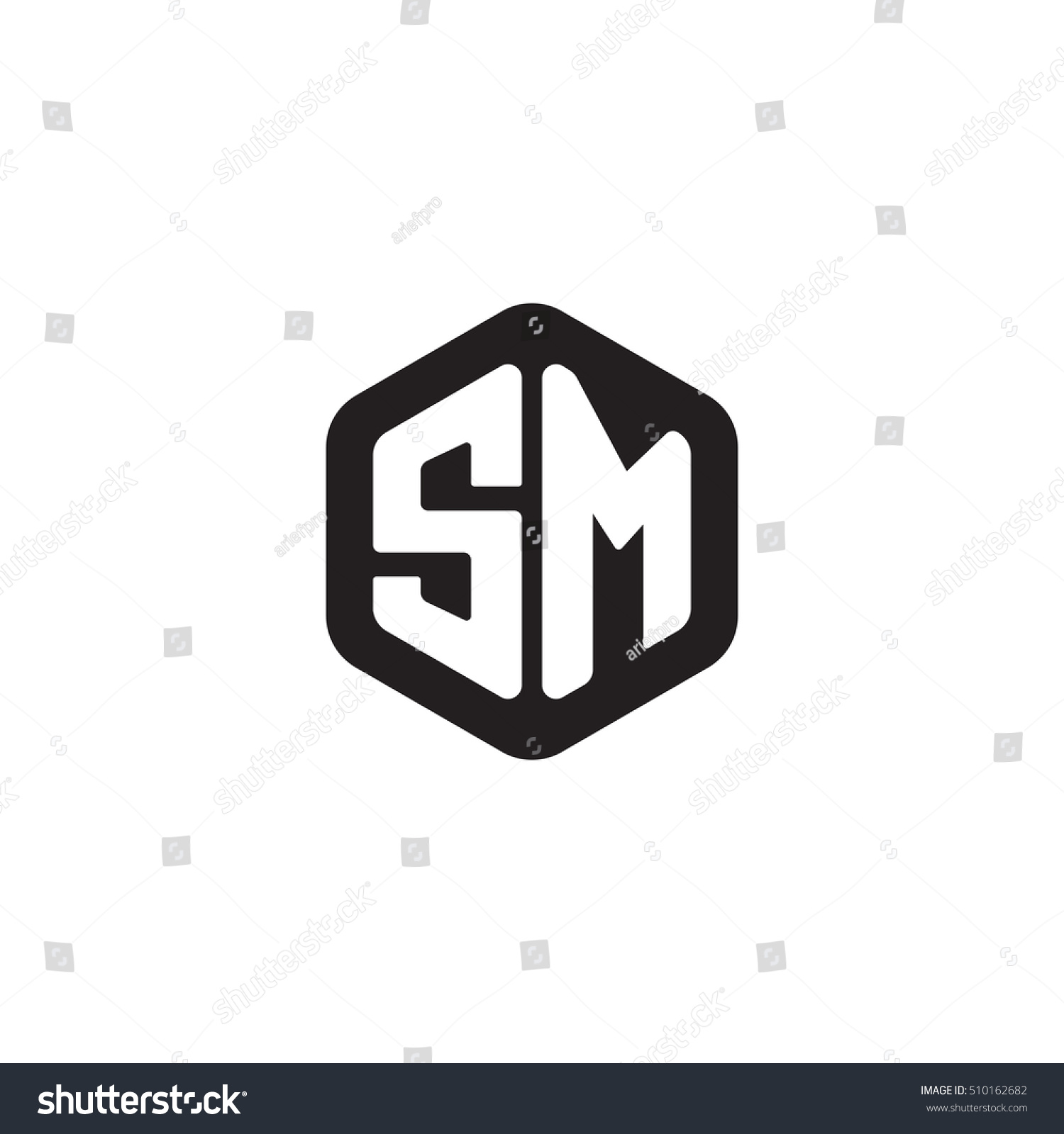 Initial Letters Sm Rounded Hexagon Shape Stock Vector (Royalty Free ...